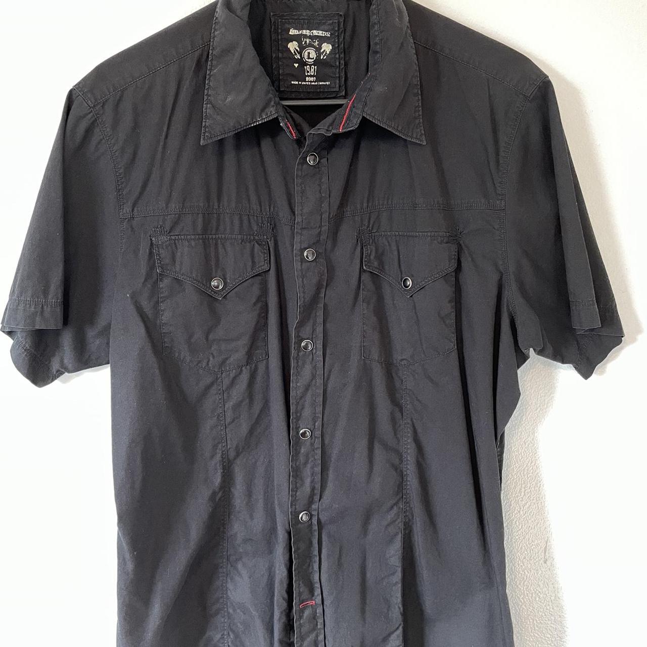 Guess button up. G on the side/bottom. Snap button... - Depop