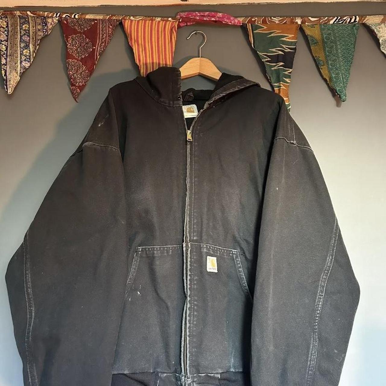 Carhartt Detroit Jacket Black Distressed Vintage... - Depop