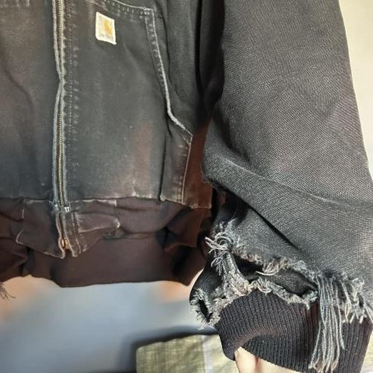 Carhartt Detroit Jacket Black Distressed Vintage... - Depop