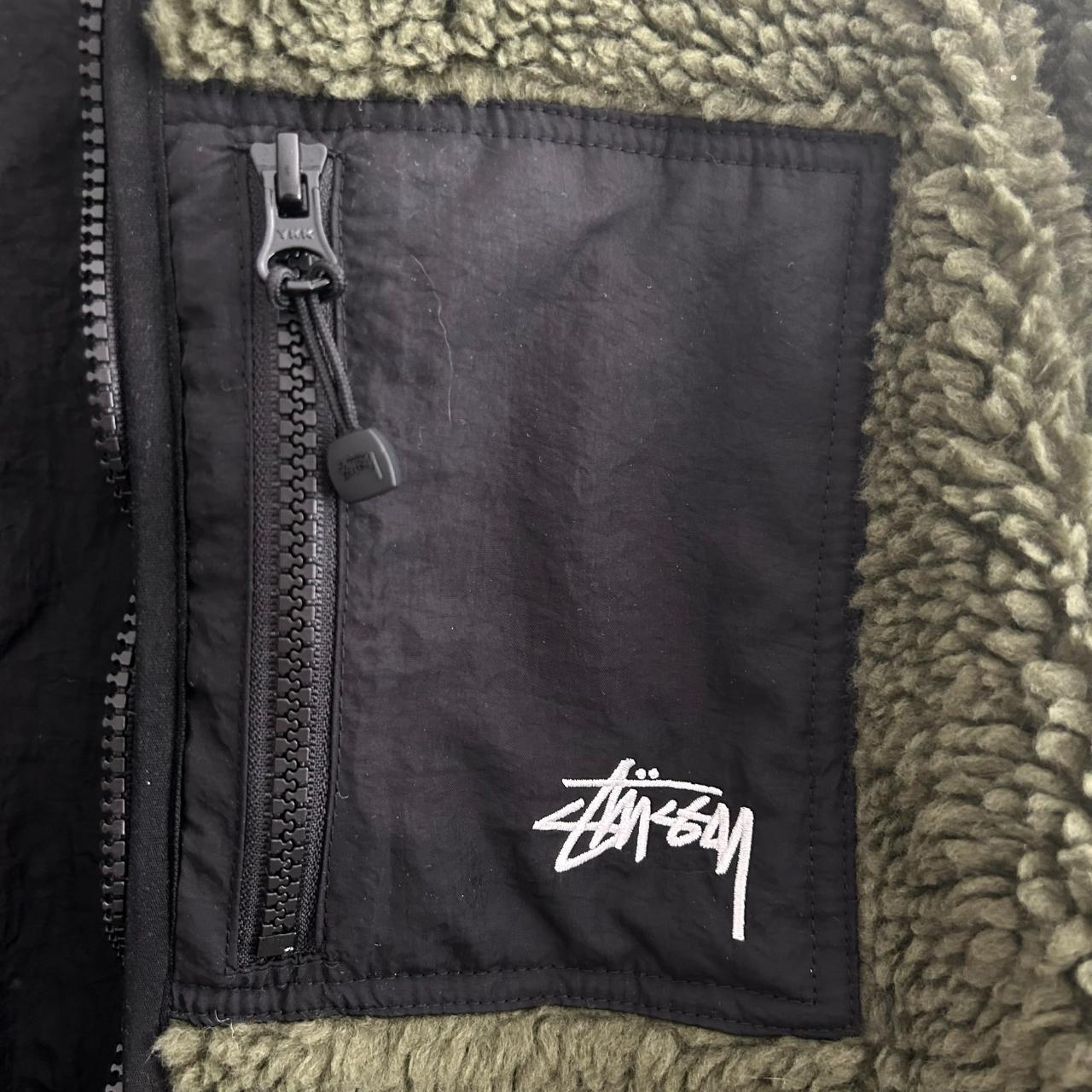 Stussy Green/Olive reversible Sherpa jacket for... - Depop