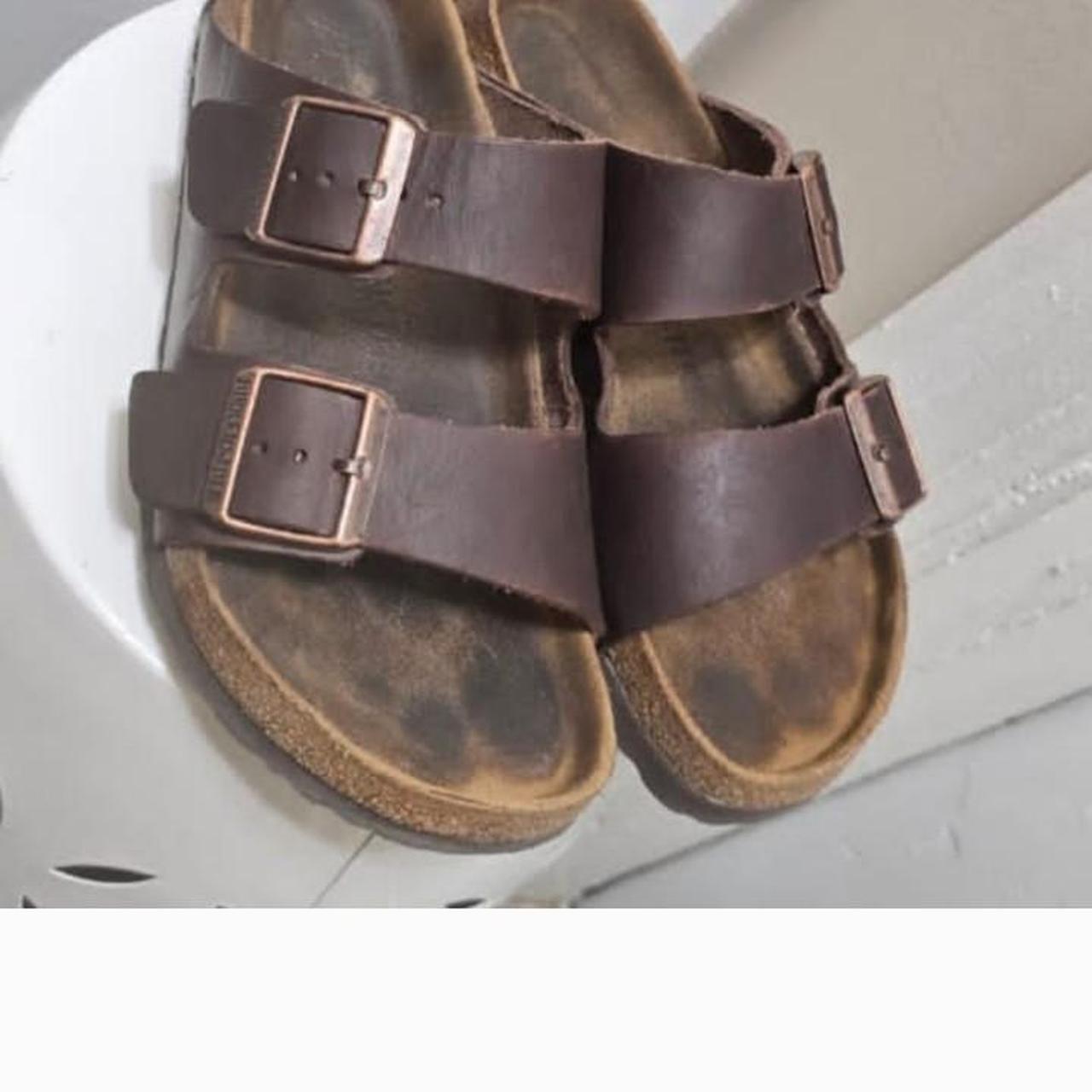 Birkenstock Arizona Brown Slip On Sandals Size... | Depop