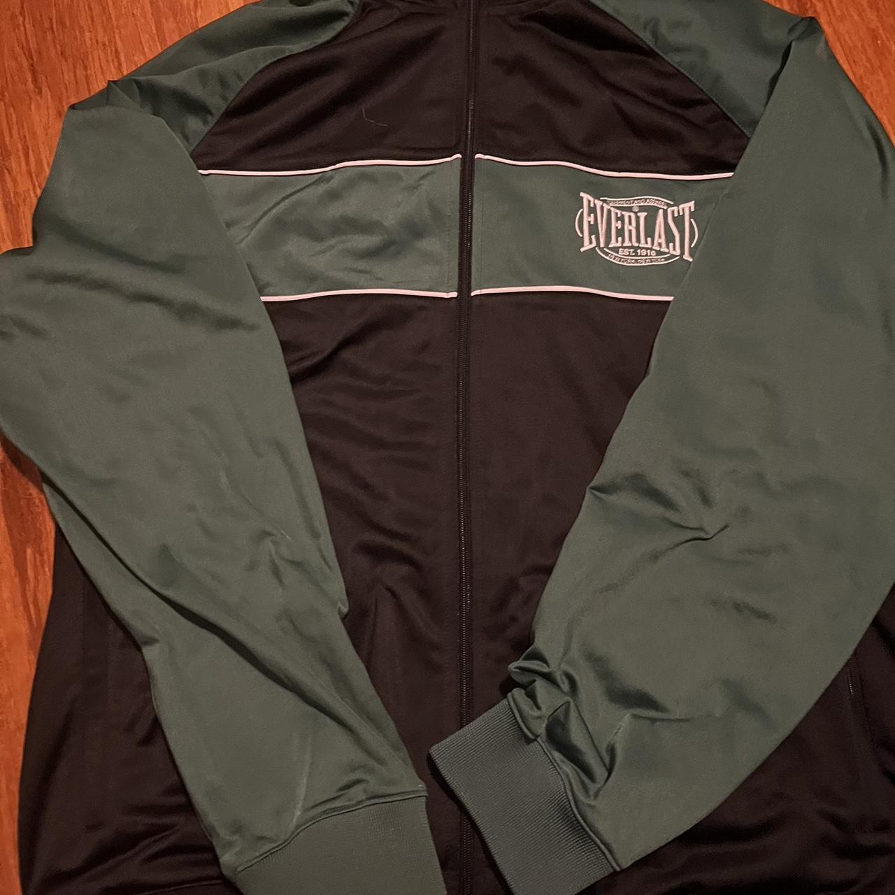 Everlast green and black zip up jacket custom zipper - Depop