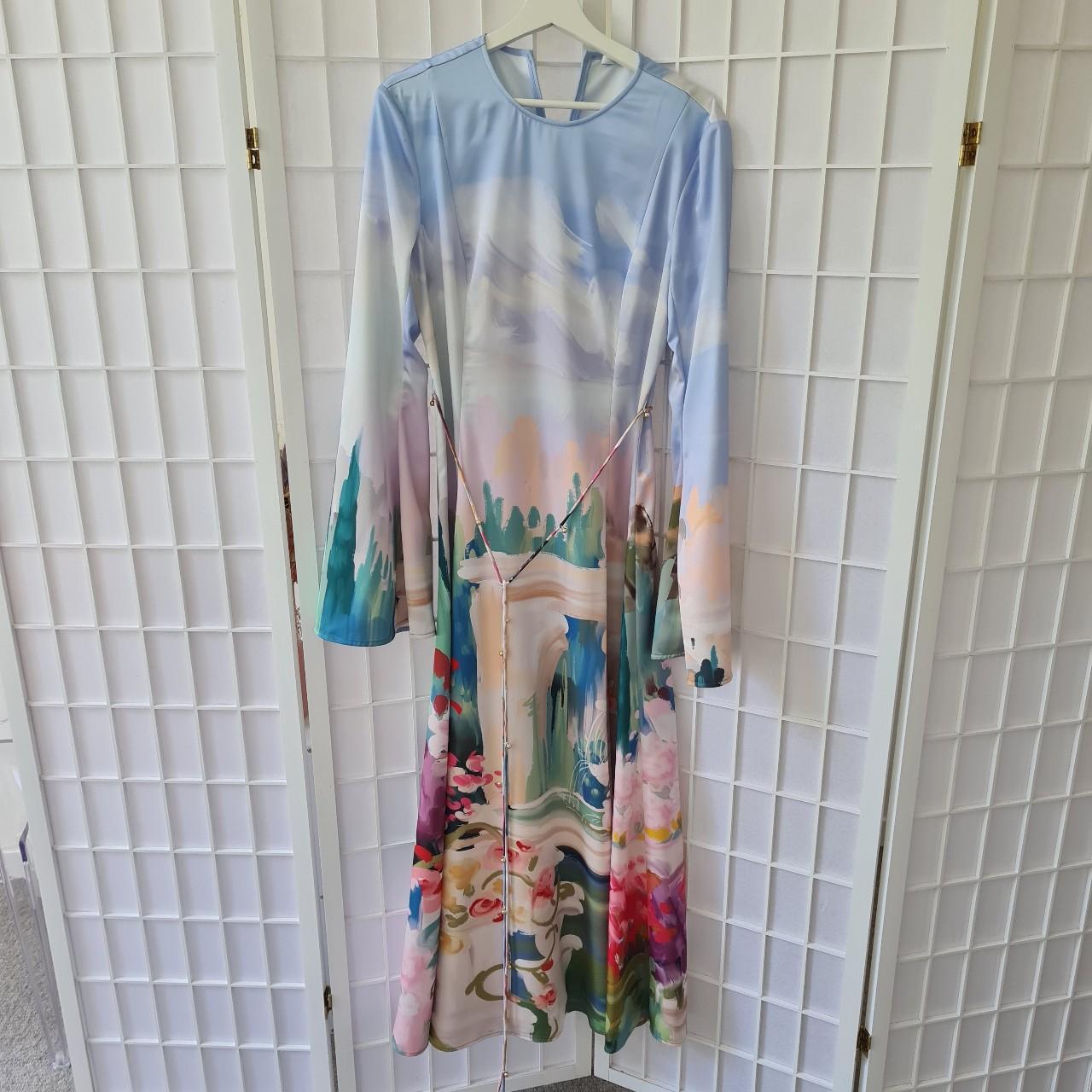 Leo lin francesca jardin print maxi Size 12 Worn... | Depop