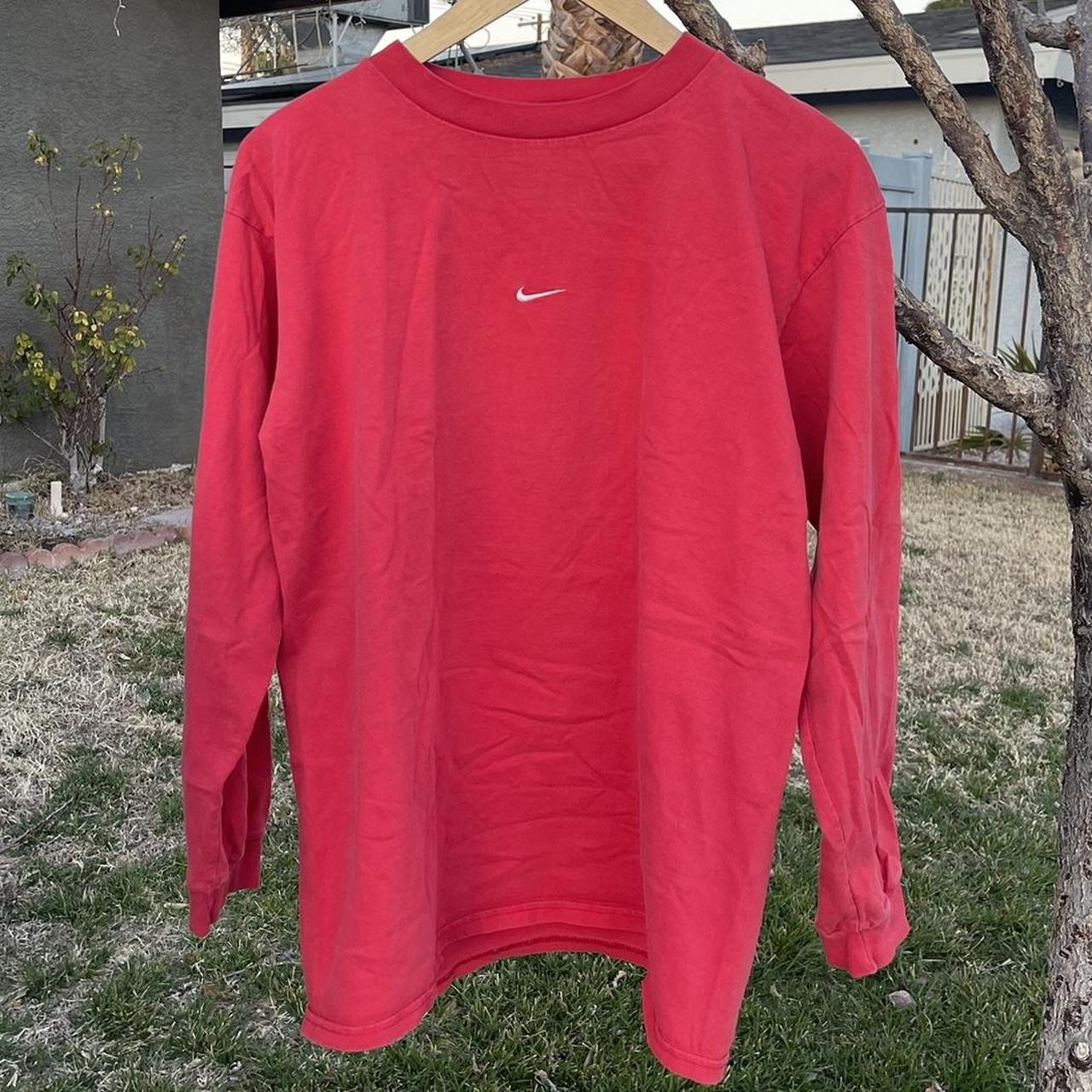 Y2k team Nike center swoosh long sleeve Nice red... - Depop