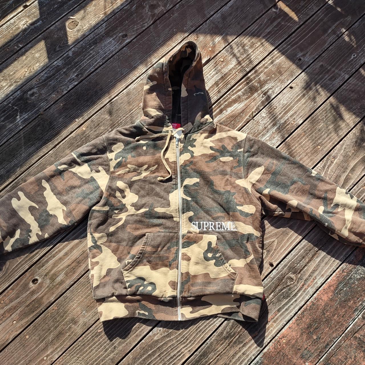 Supreme thermal hoodie, brown camo, XL - Depop
