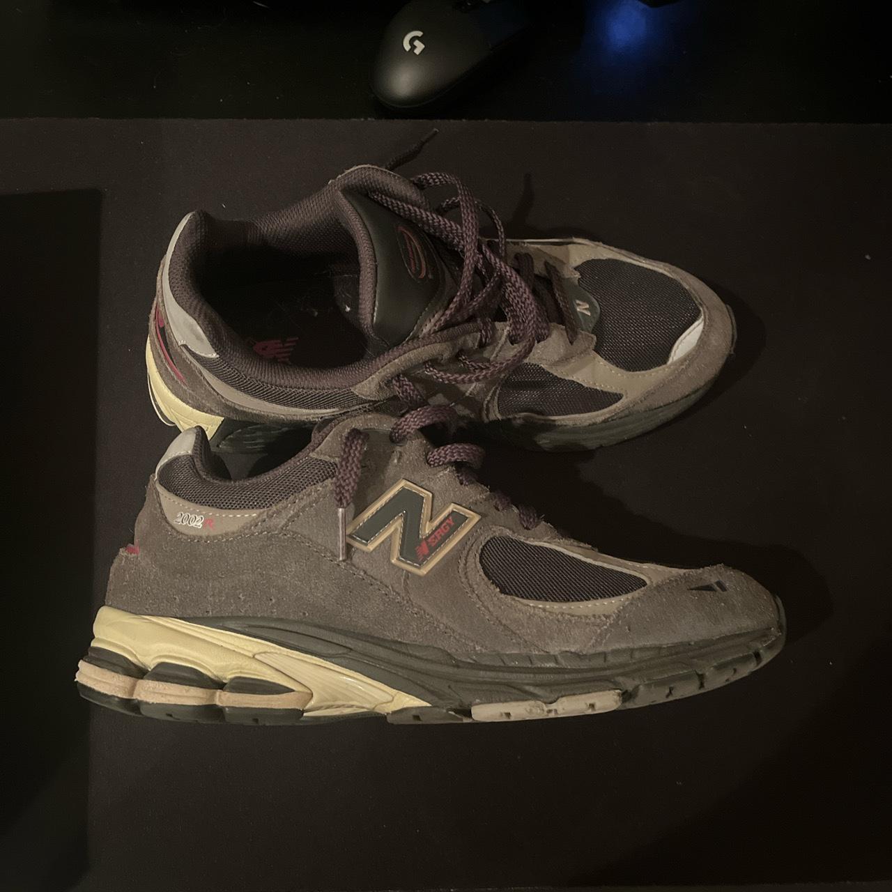 new balance 2002r grey pink signs of wear but... - Depop