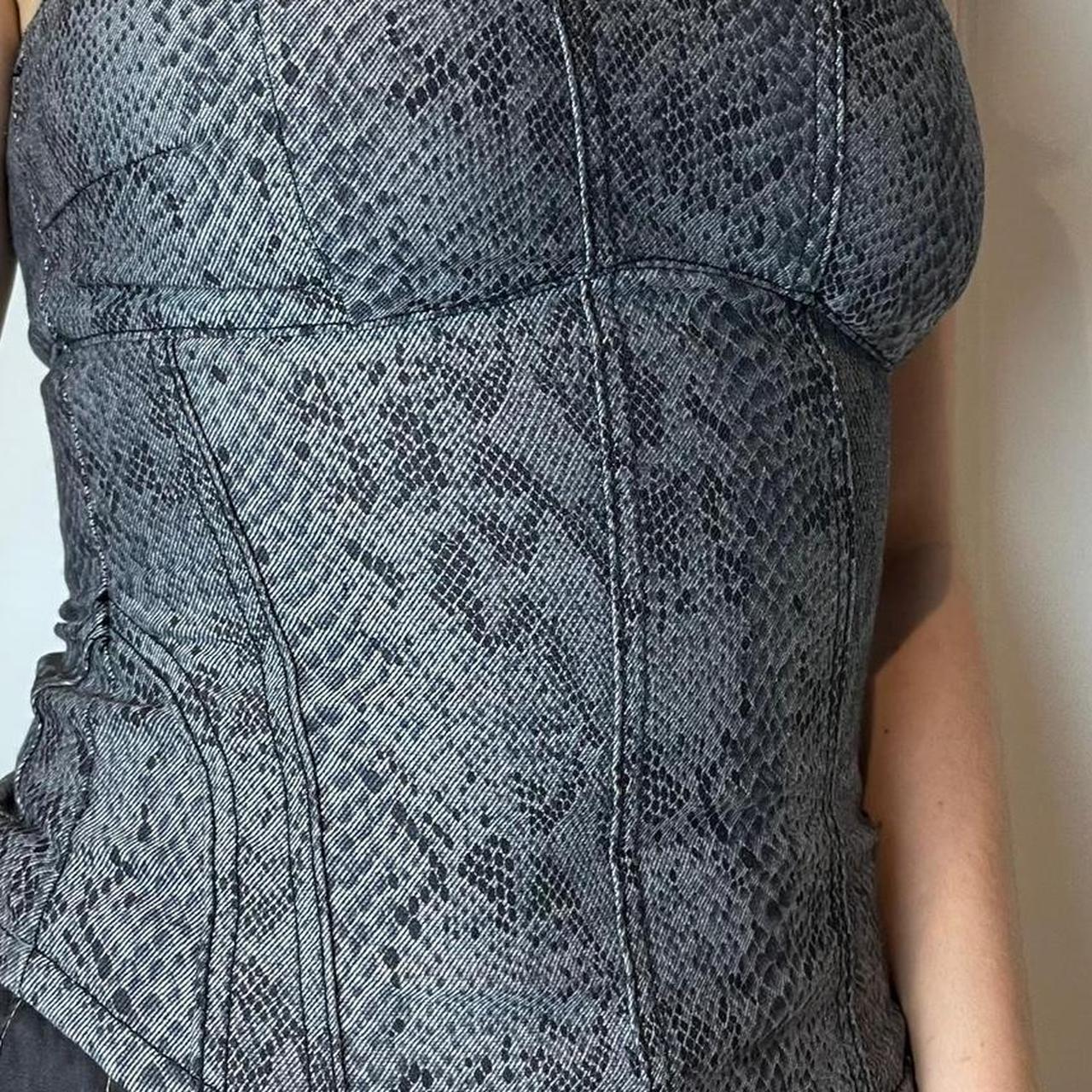 Sick denim snake print corset top Best fit a 6... - Depop