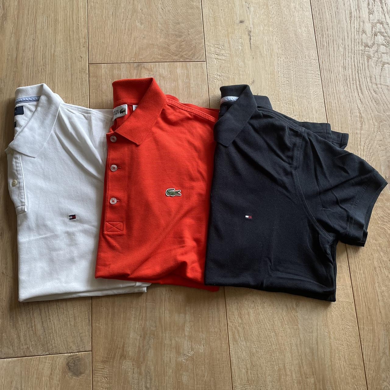 3x Polo bundle 2x Tommy Hilfiger 1x Lacoste Size:... - Depop