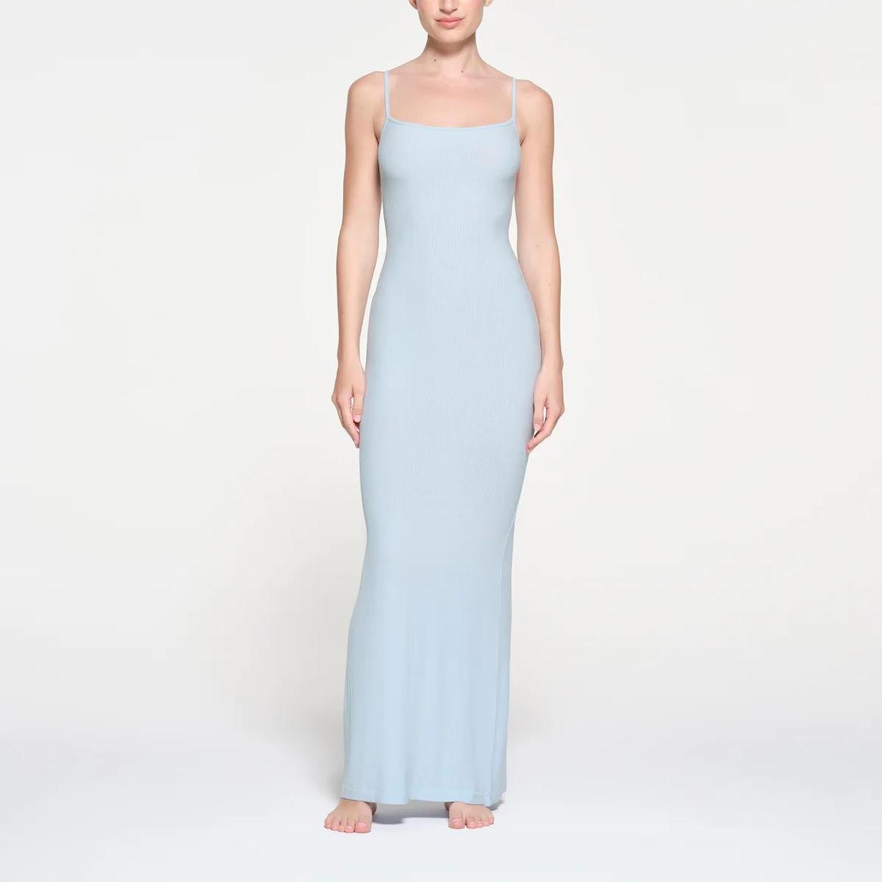 skims baby blue fits everybody bodycon dress size xs - Depop