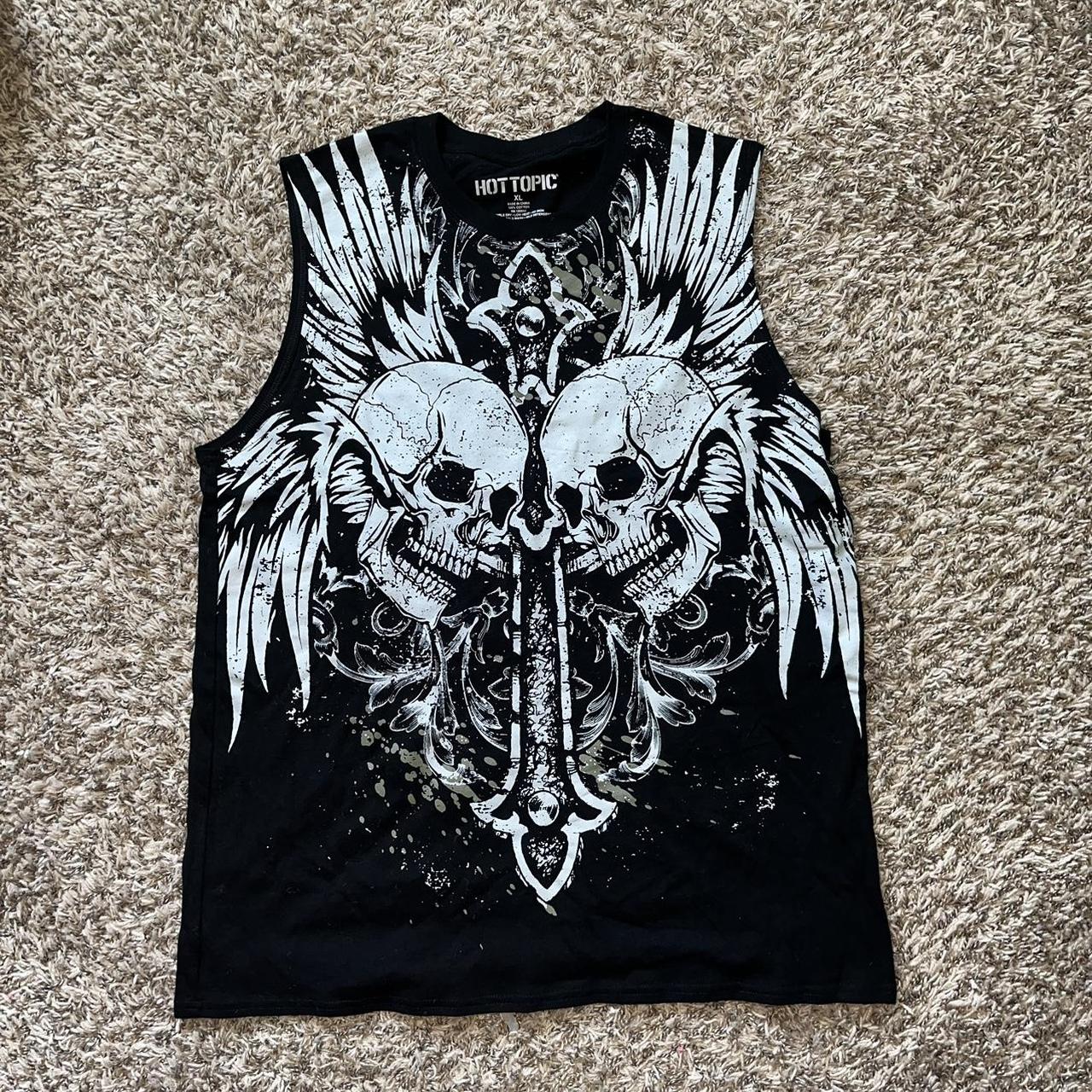 Hot Topic black and white skulls and wings... - Depop