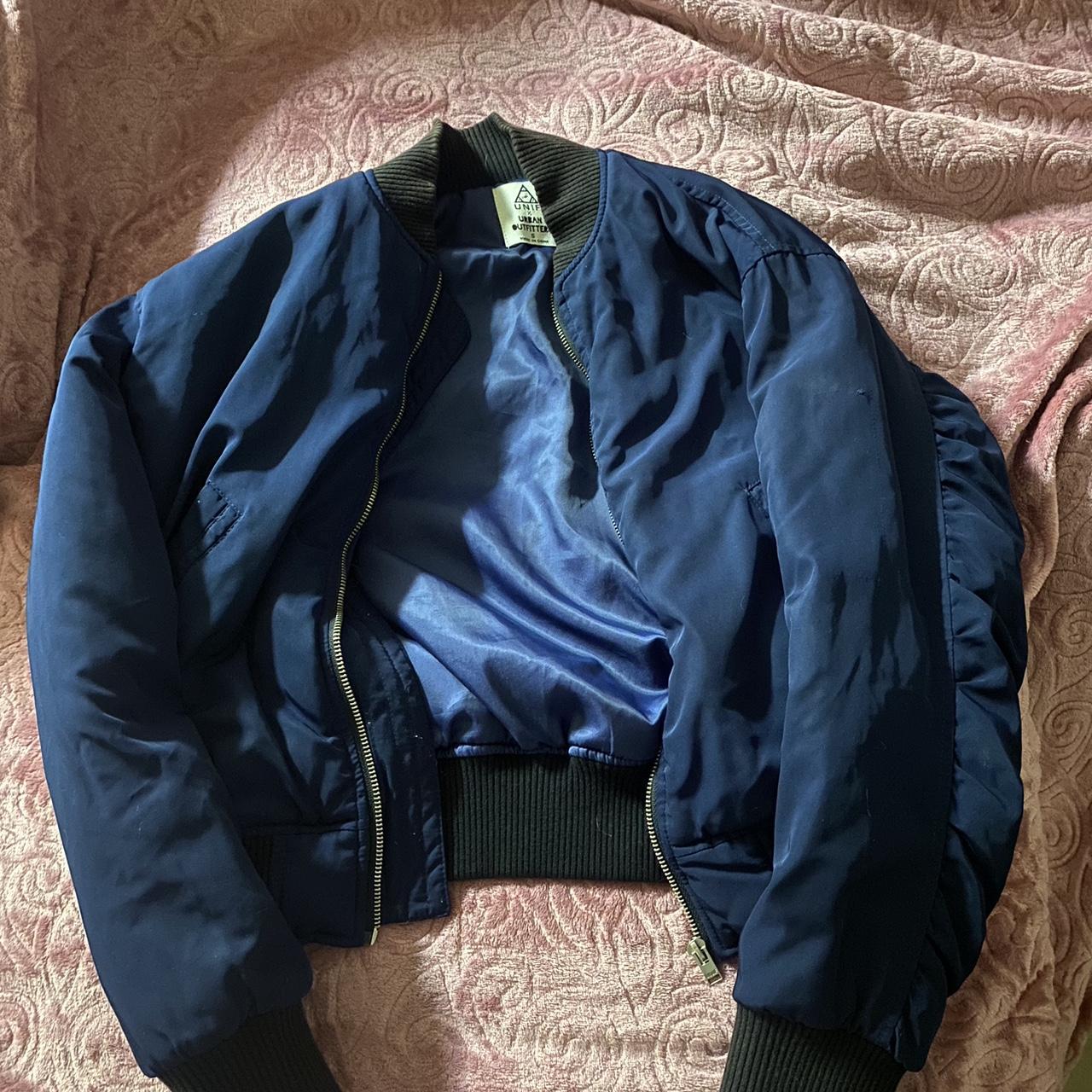 blue bomber jacket unif x urban outfitters size small - Depop