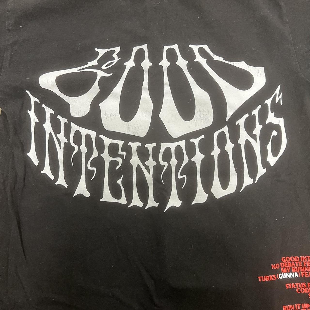 Vlone Nav Collab Good Intentions Black Graphic Tee... - Depop