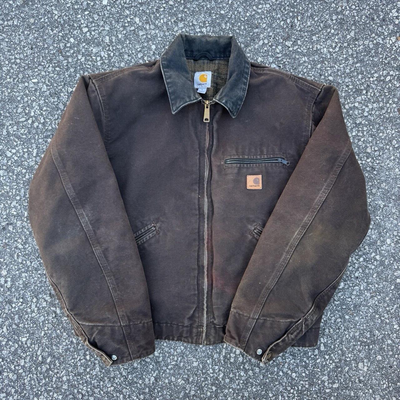 VTG Carhartt Detroit Jacket J97 DKB Brown Blanket... | Depop