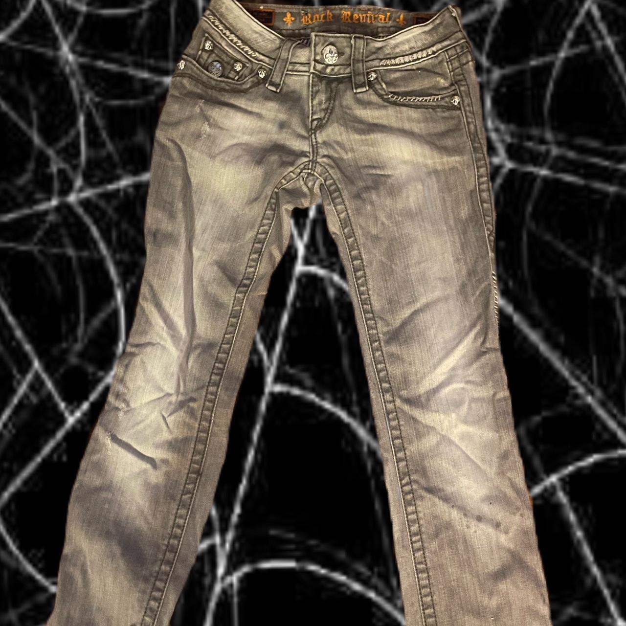 low waisted emo grey light washed jeans ... - Depop