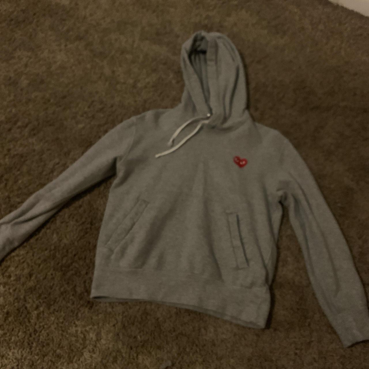 grey cdg hoodie worn once - Depop