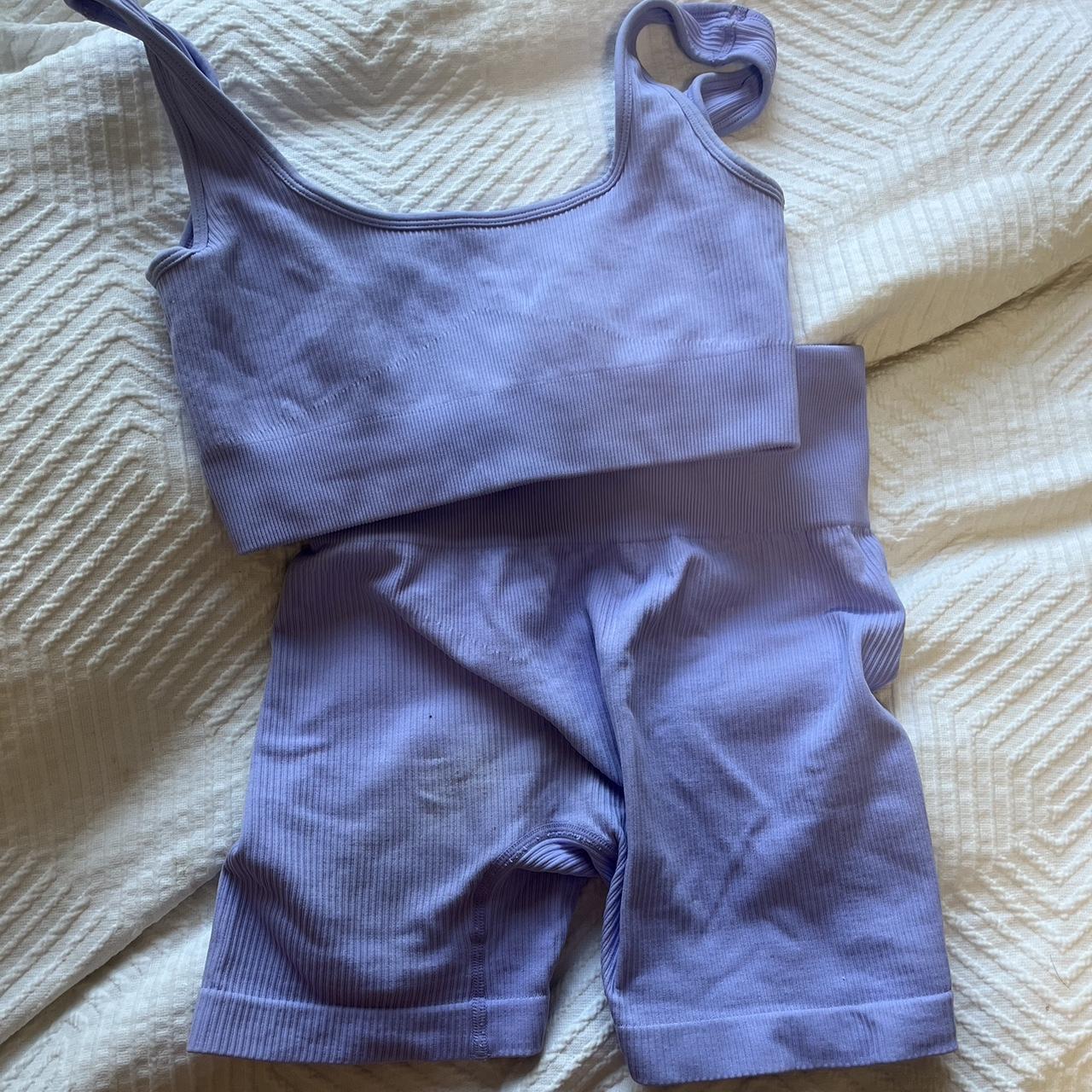 super cute purple workout set (same as brown) size... - Depop