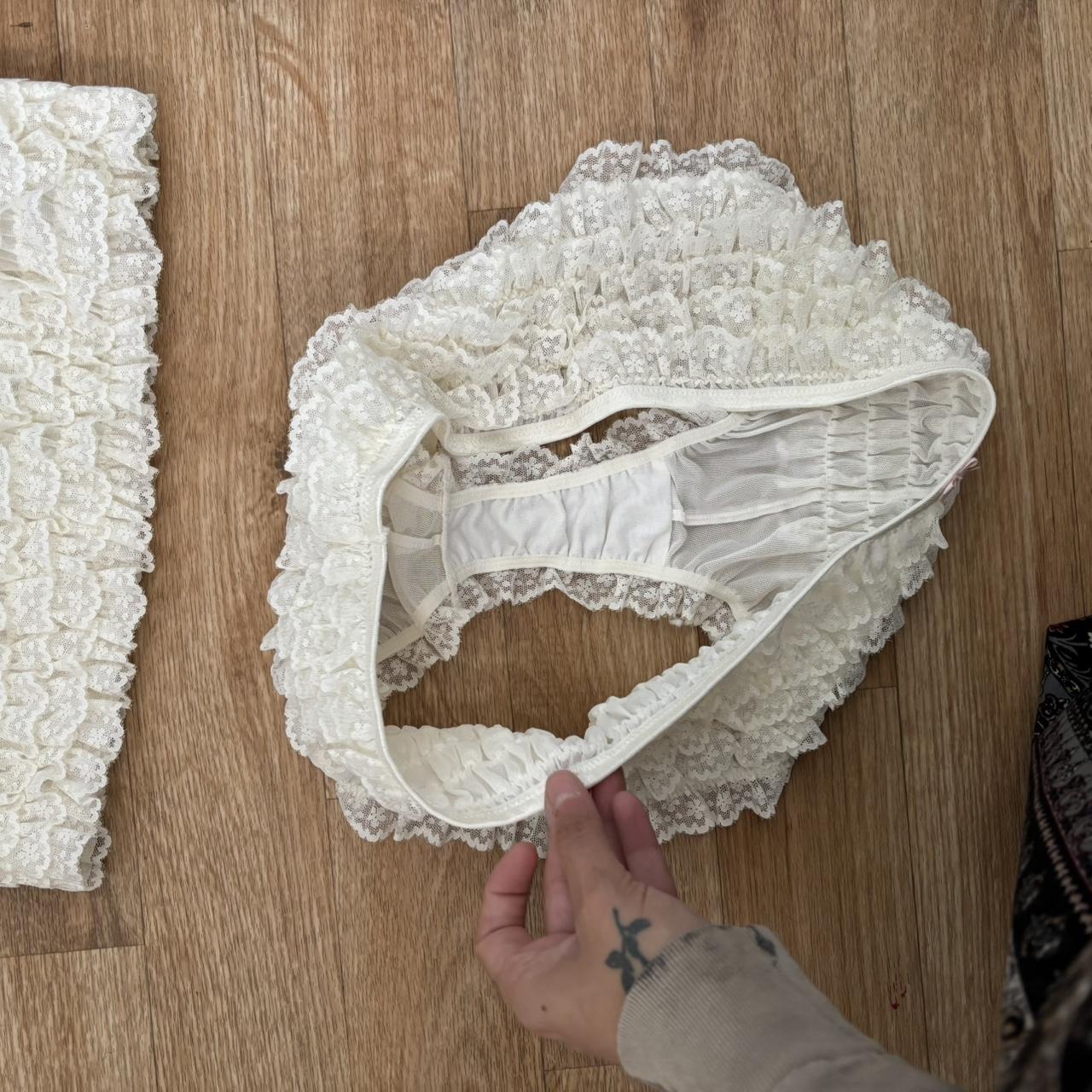 Vintage Deadstock lace ruffle tank set Fits size small | Depop