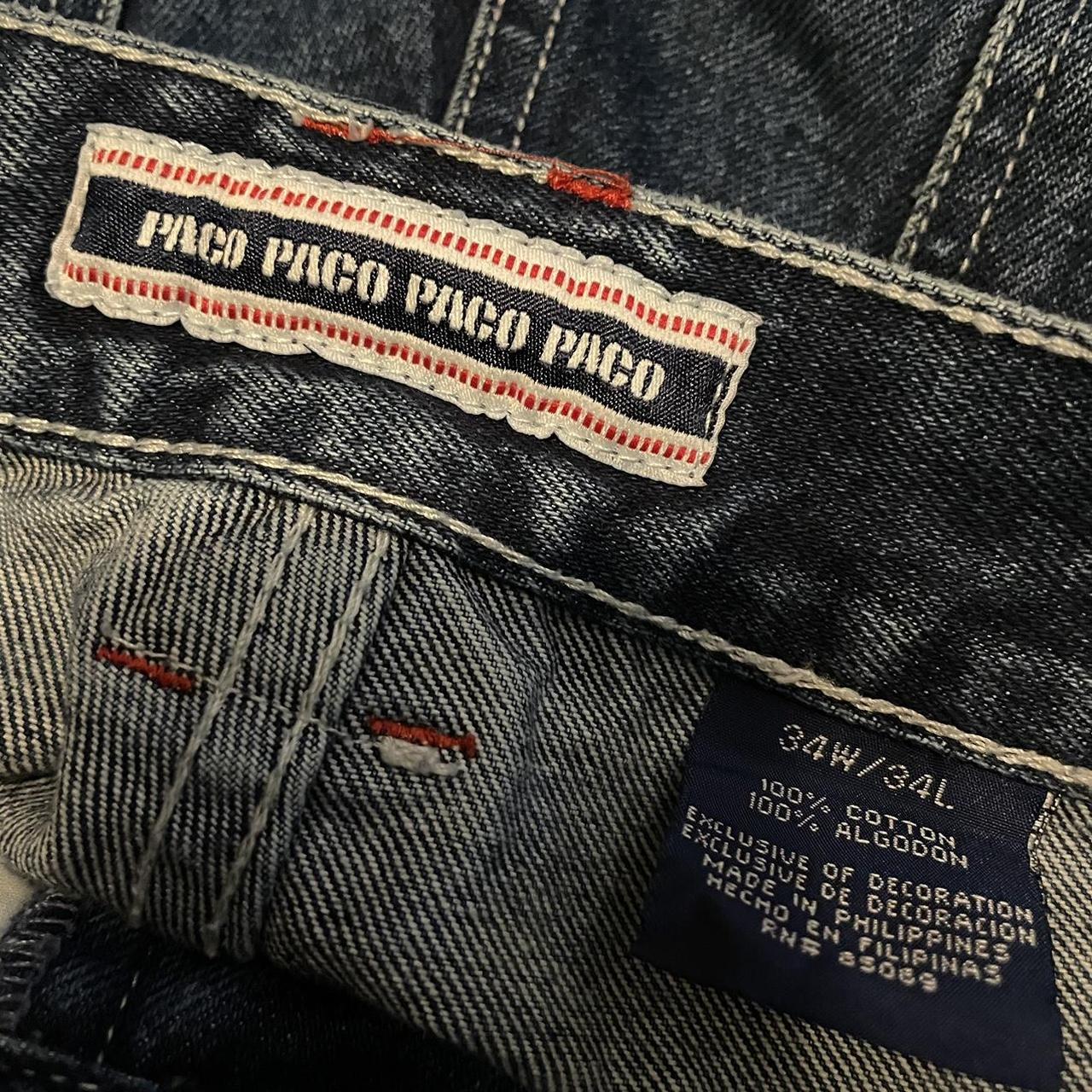 Paco early 2000's Jeans cool embroidery on back leg... - Depop