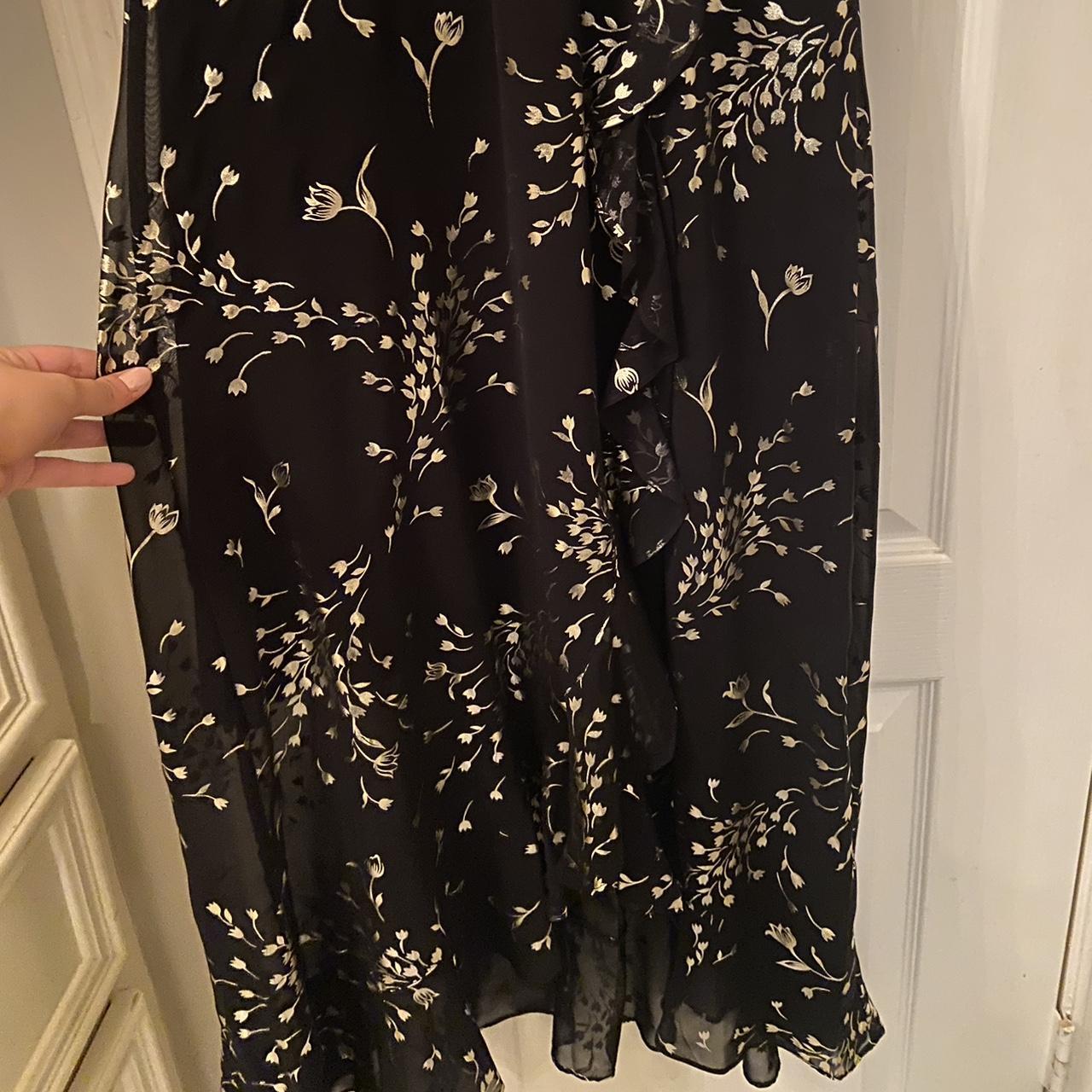 Kensie Black And Gold Floral Maxi Dress Size 6 Depop