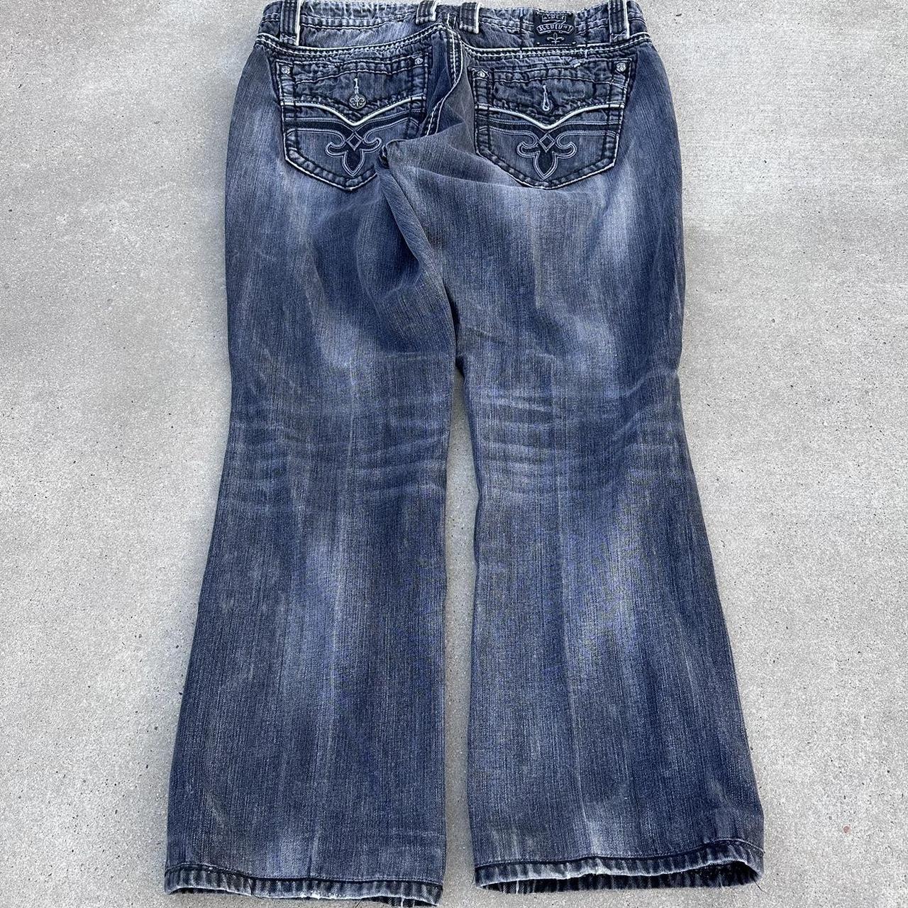 Y2K Grunge Style Rock Revival Baggy Jeans Waist... - Depop