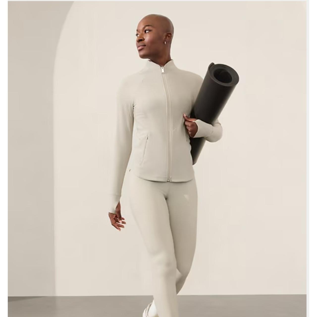 Athleta L Salutation Jacket Oyster Ribbed Plus... - Depop