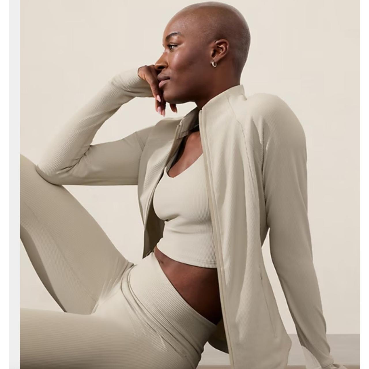 Athleta L Salutation Jacket Oyster Ribbed Plus... - Depop