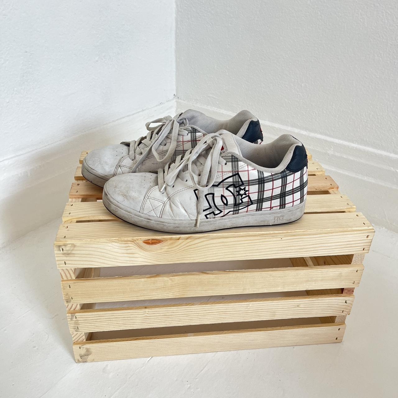 Awesome vintage DC plaid red white and black DC... - Depop