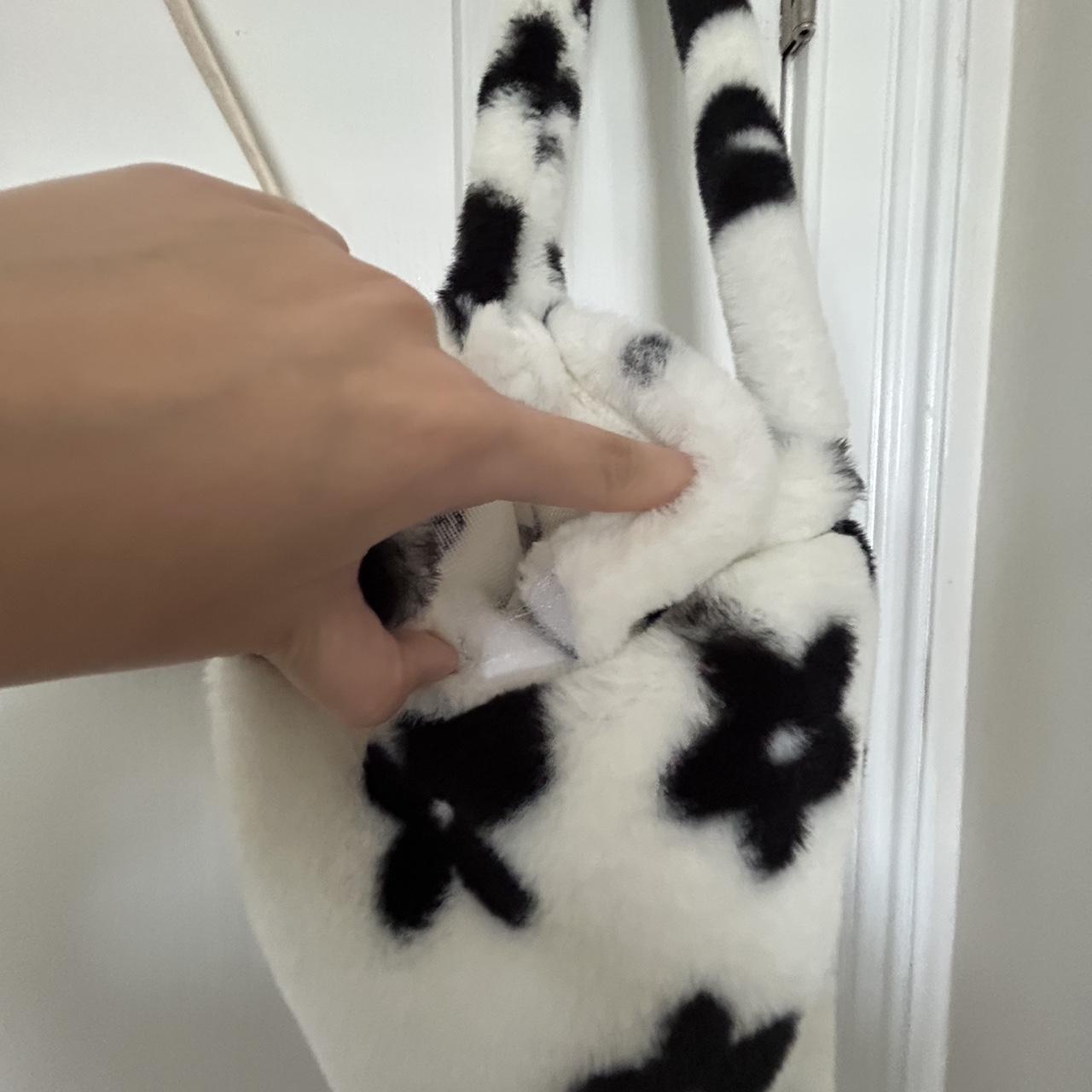 Flower black fluffy tote bag Relatively small From... - Depop