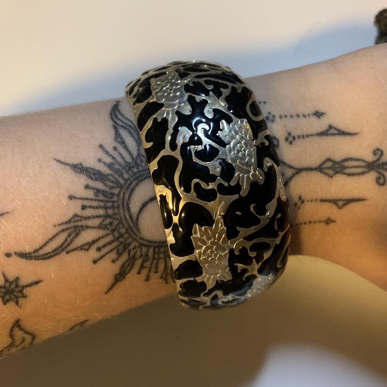 Silver and black bangle #bracelets #bangle #hippie - Depop
