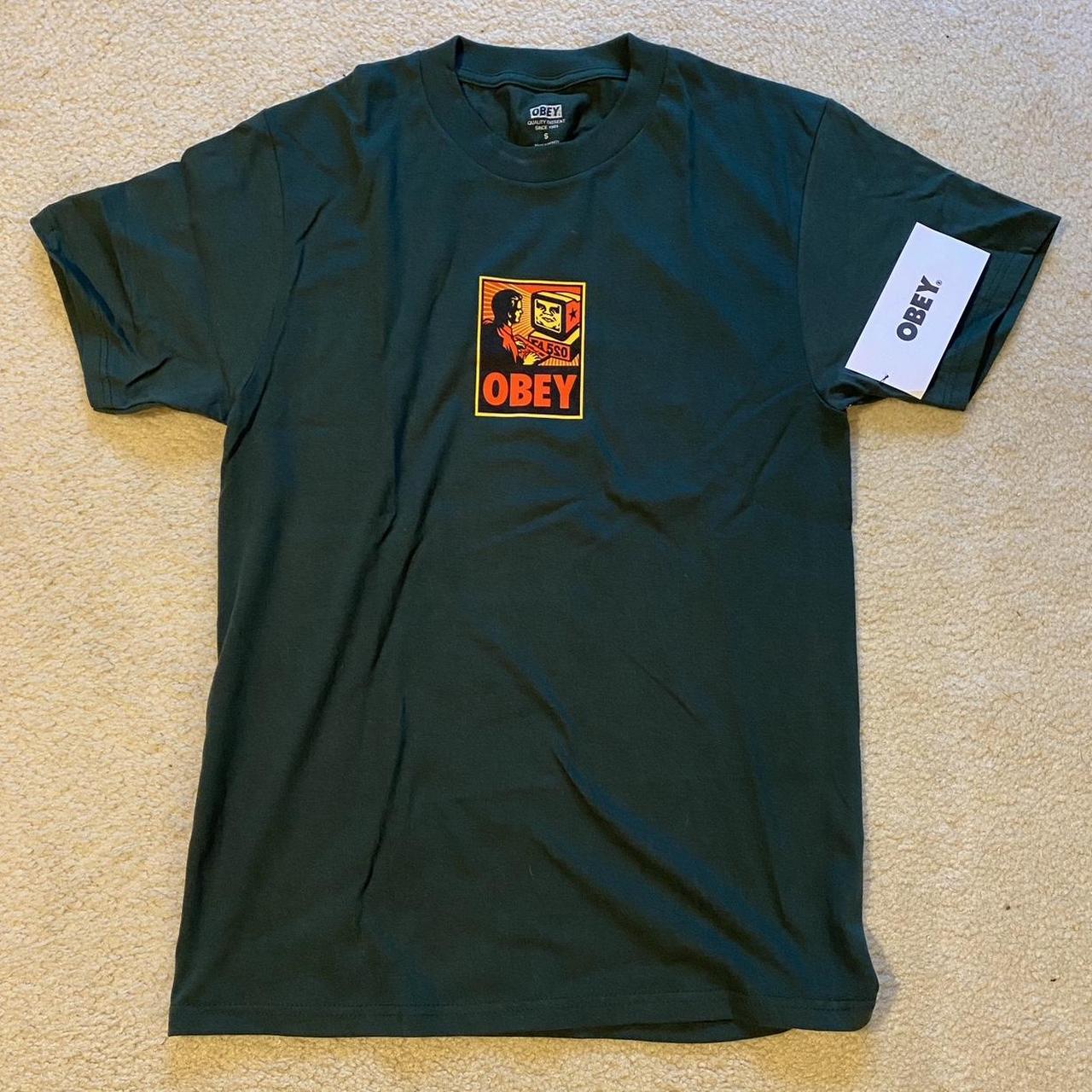Obey small t shirt Brand new Dark green #depop... - Depop