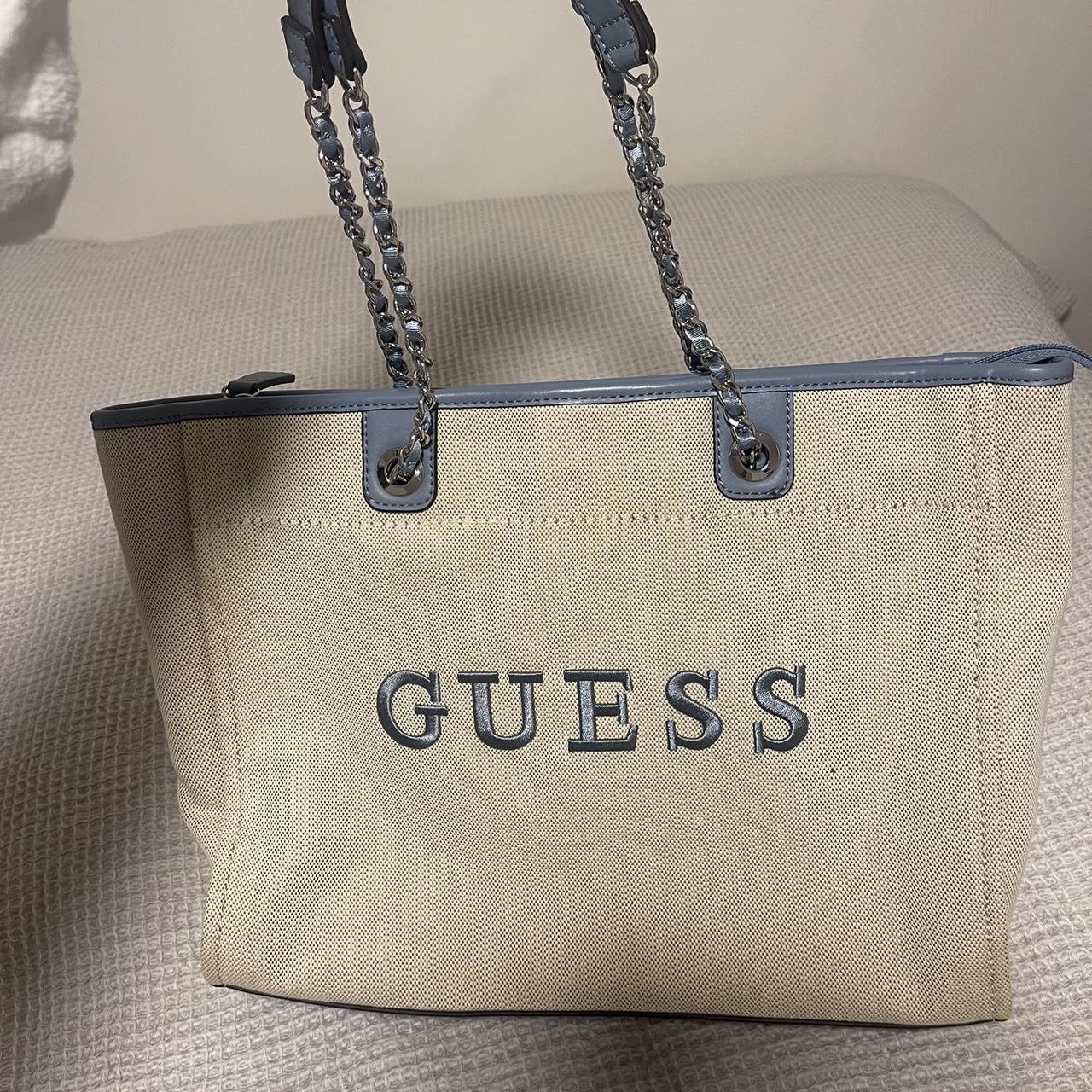 Guess Tote Bag Silver hardware Baby blue... - Depop