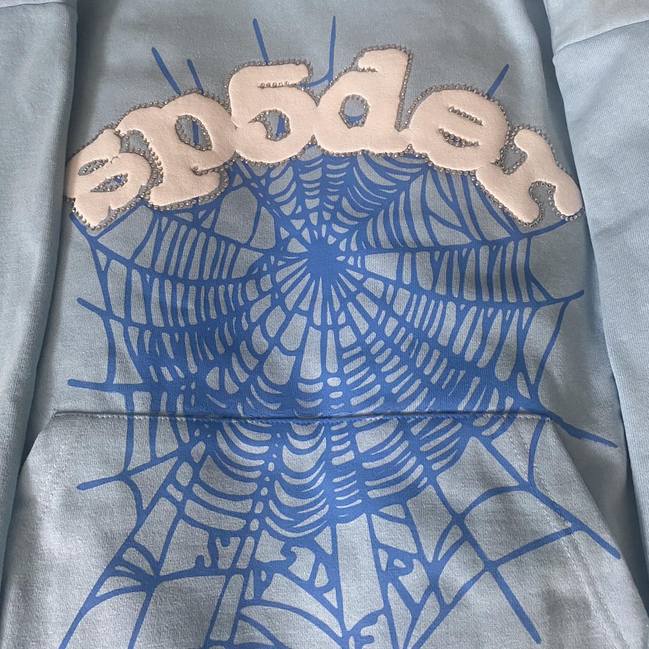 SP5DER SKY BLUE RHINESTONE HPODIE •Medium •LIKE NEW... - Depop
