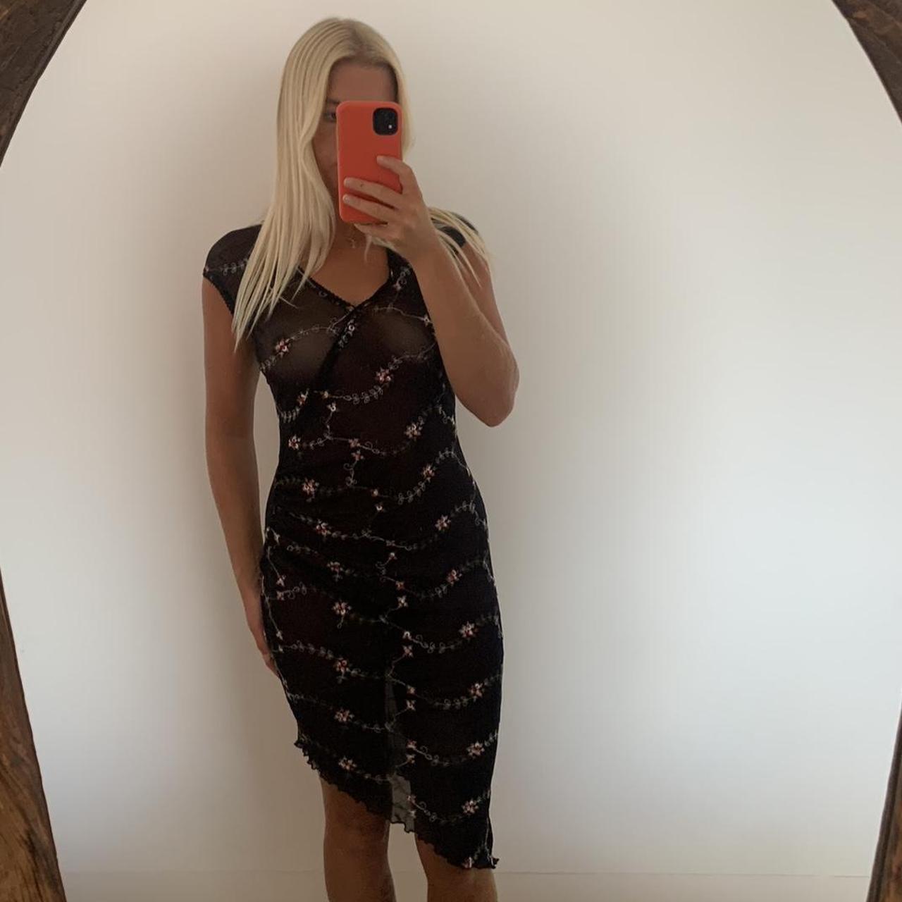 vintage mesh dress Vintage lace floral dress vintage... | Depop