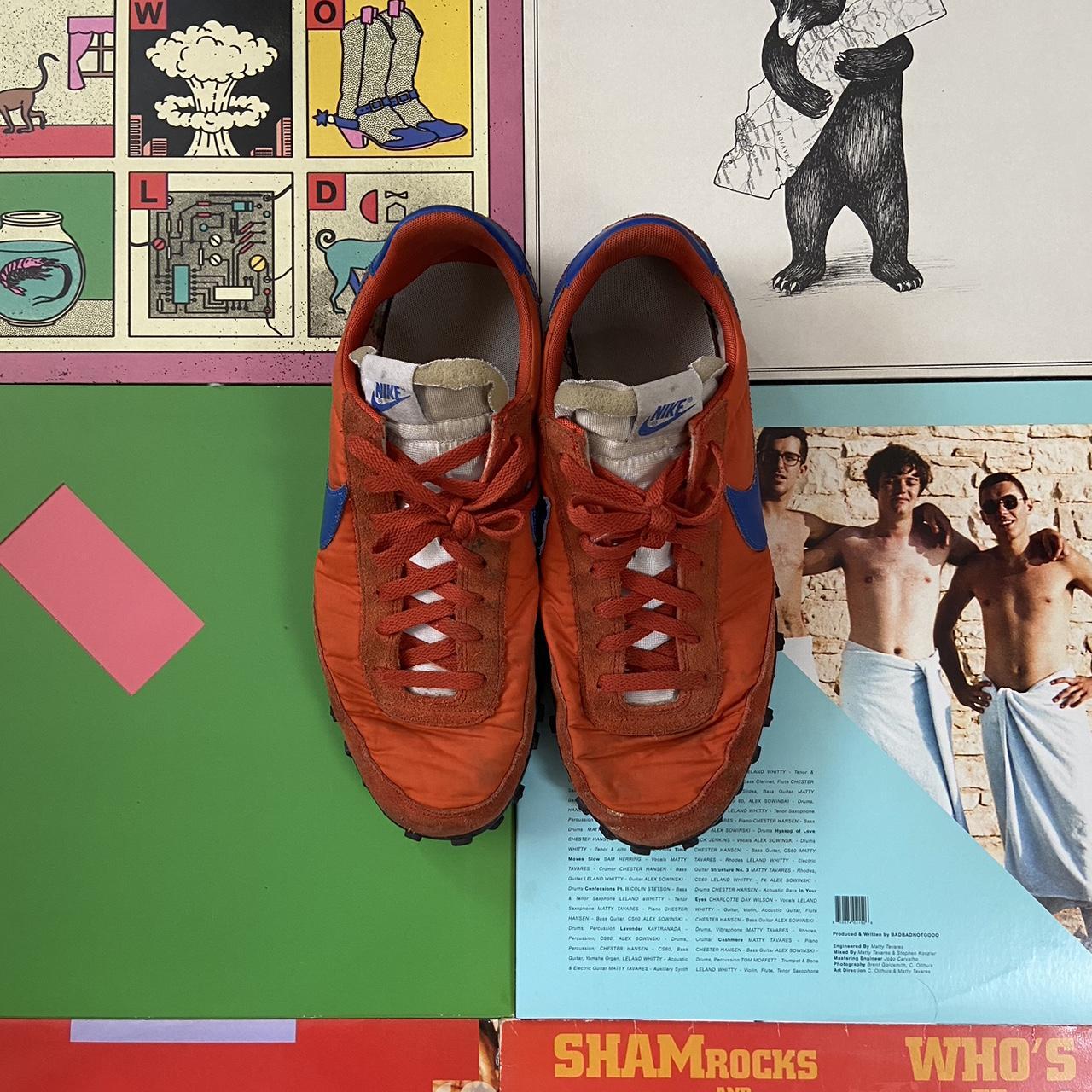 Nike Waffle Runners Orange & Blue UK 9.5 Little... - Depop