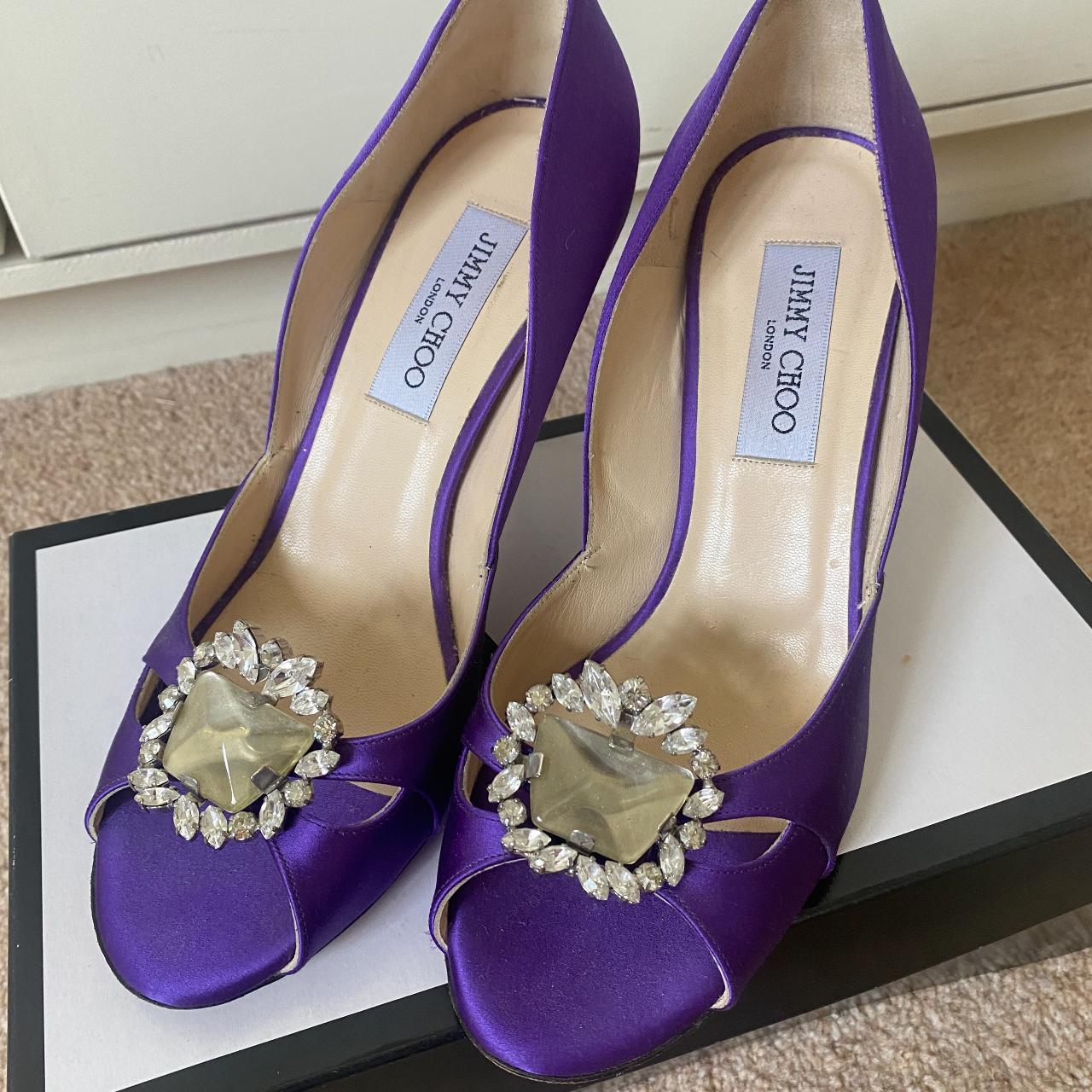 Jimmy Choo! Purple satin heels UK size 5 (EUR 38)... - Depop