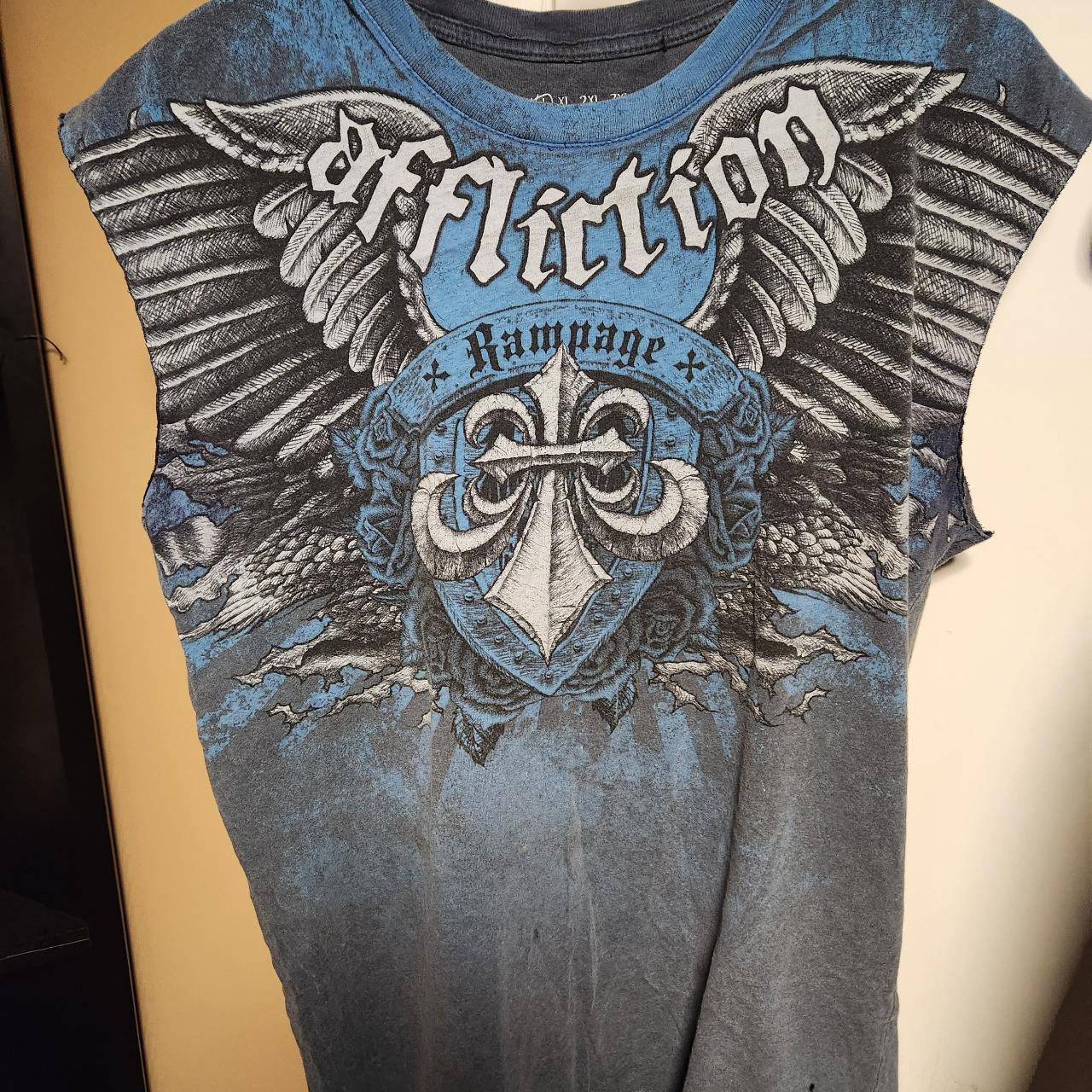 Vintage affliction rampage jackson L sleeves cut... - Depop