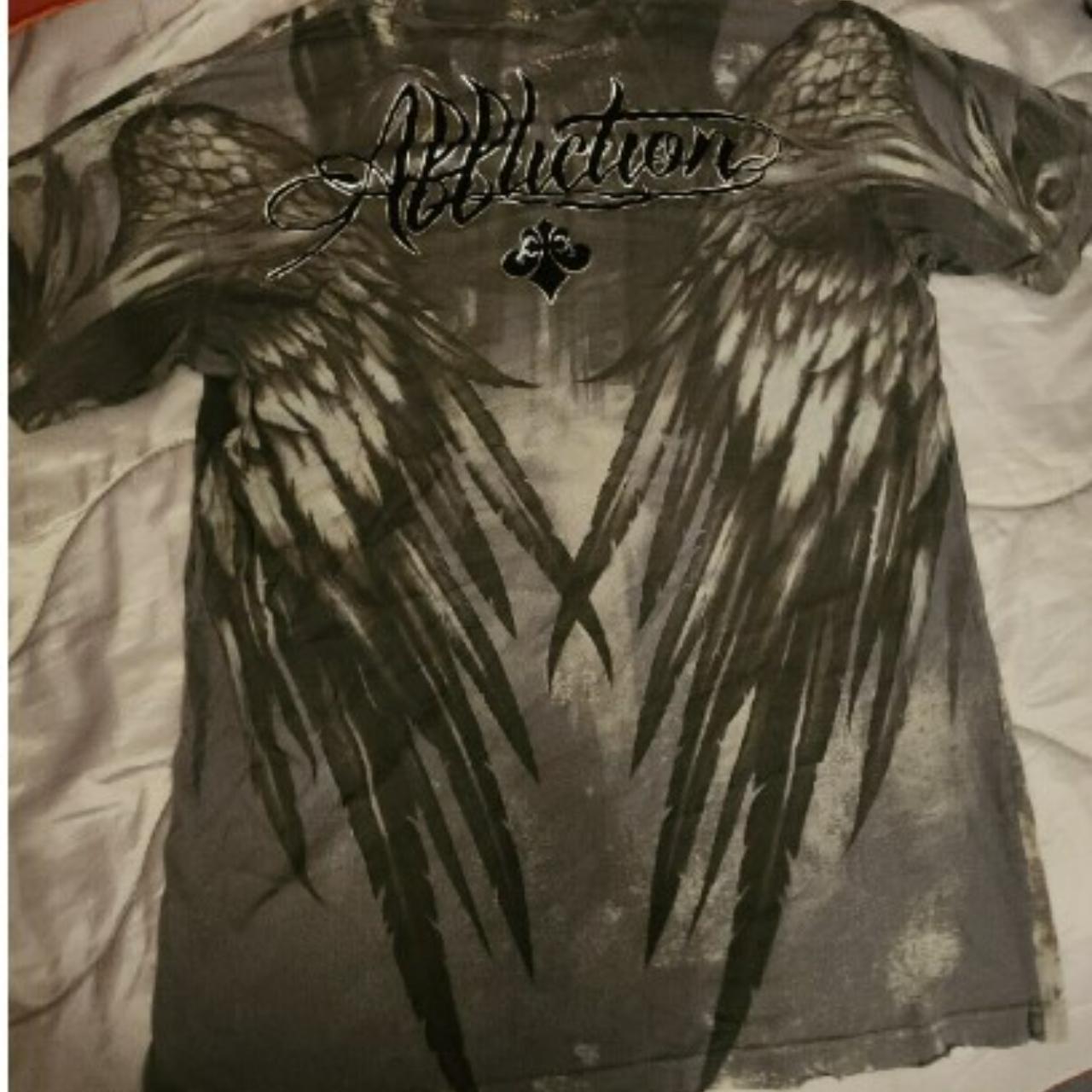 Affliction Tshirt Wings Feathers Double Sided Mens... - Depop