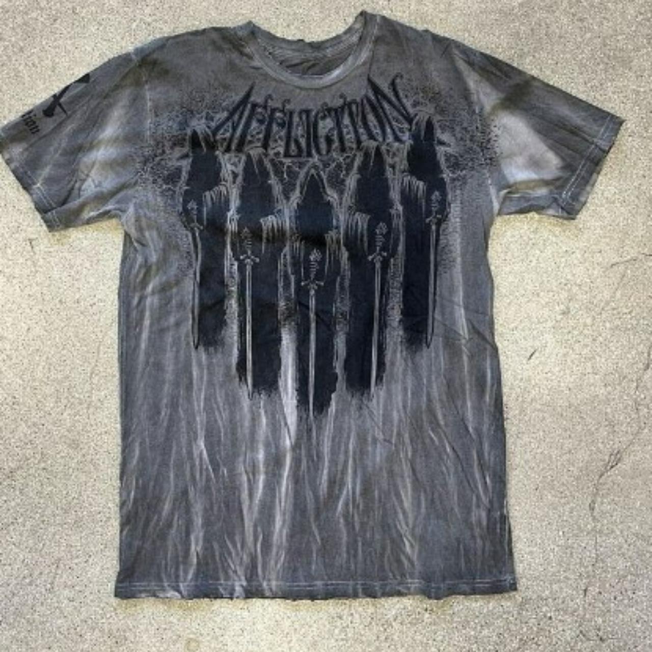 Affliction Men's Grey T-shirt | Depop