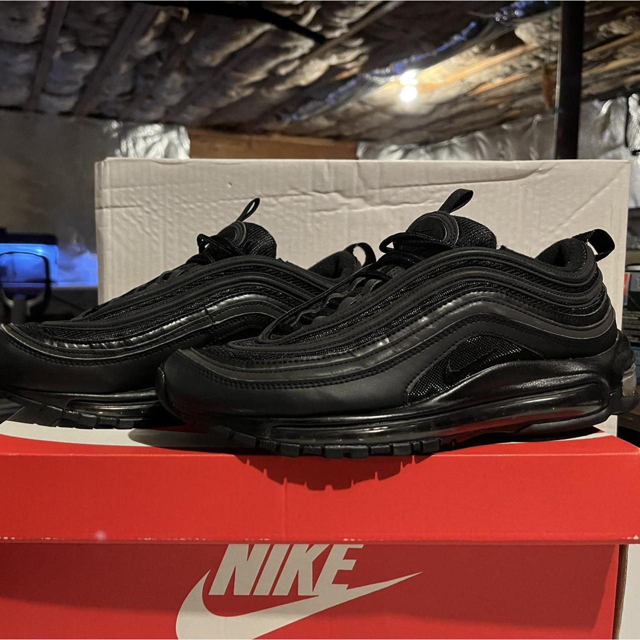 Size 9 all black Nike air max 97 worn once. - Depop