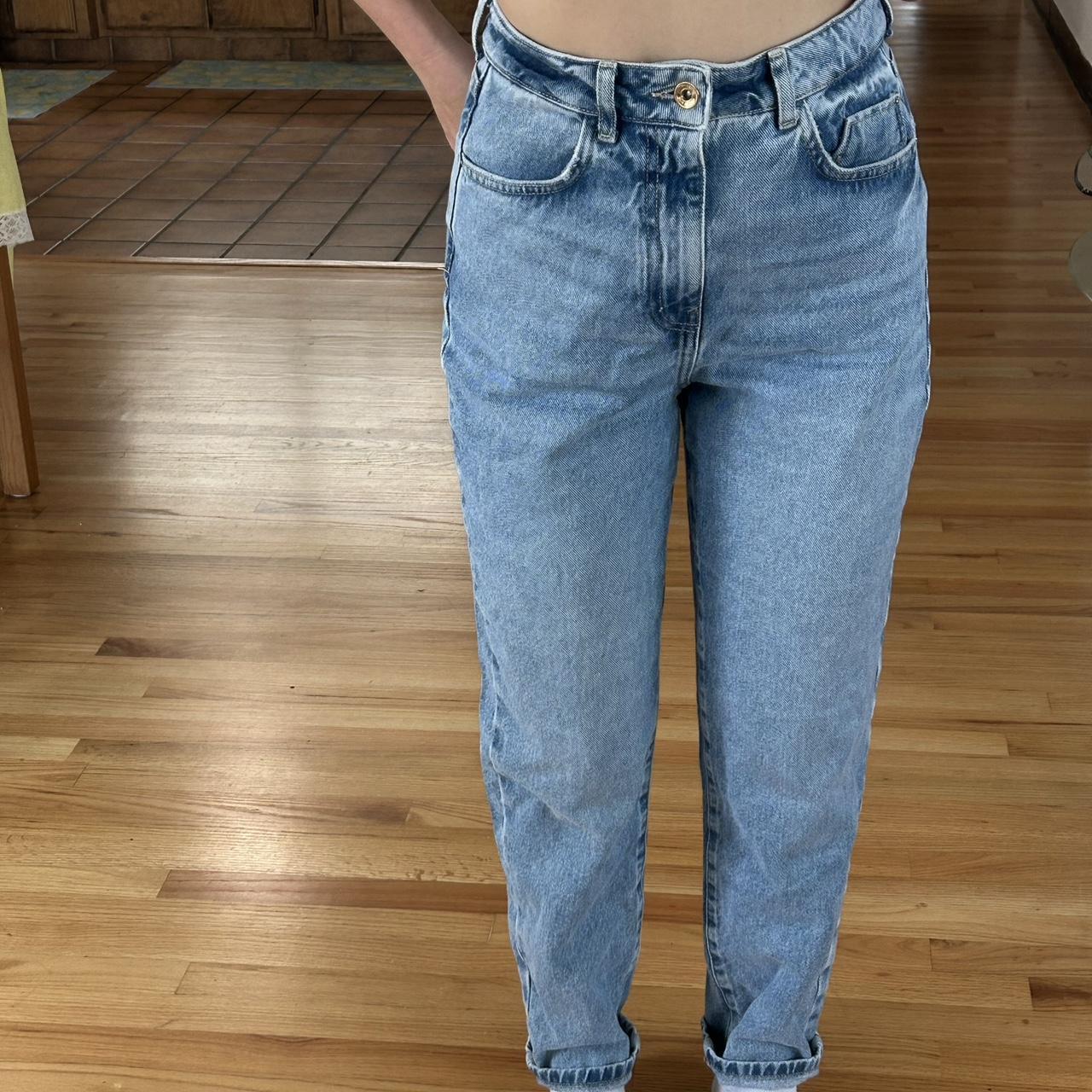 Zara High-rise Straight Leg Jeans - lightwash Size... - Depop