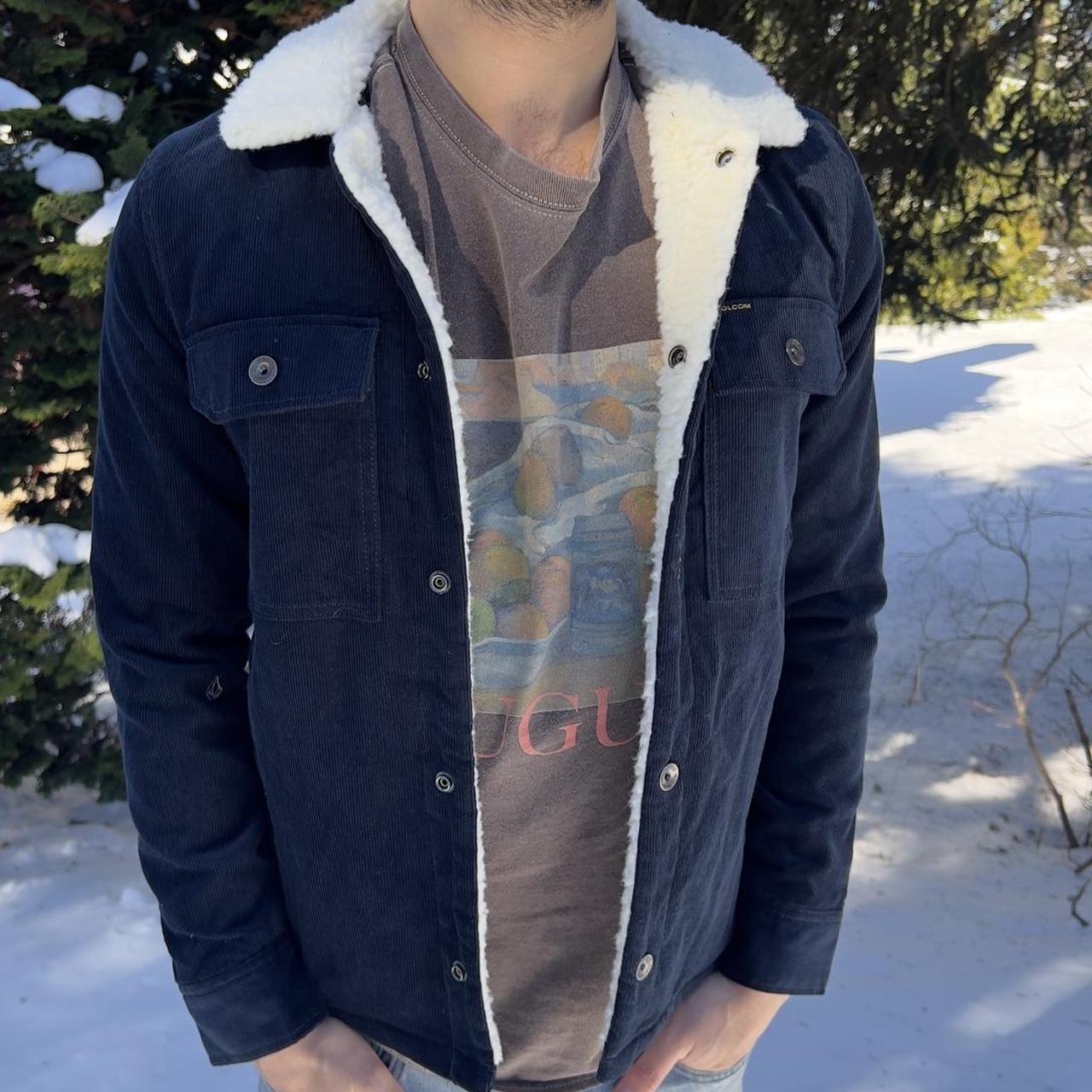 Navy blue Volcom jacket -New with tag -Sherpa... - Depop