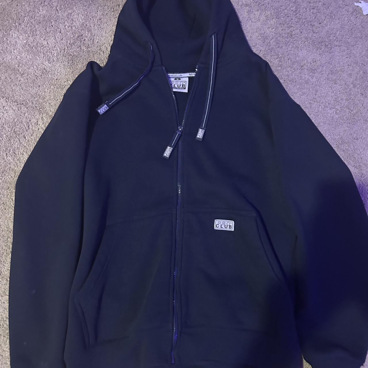 navy pro club zip up hoodie | Depop