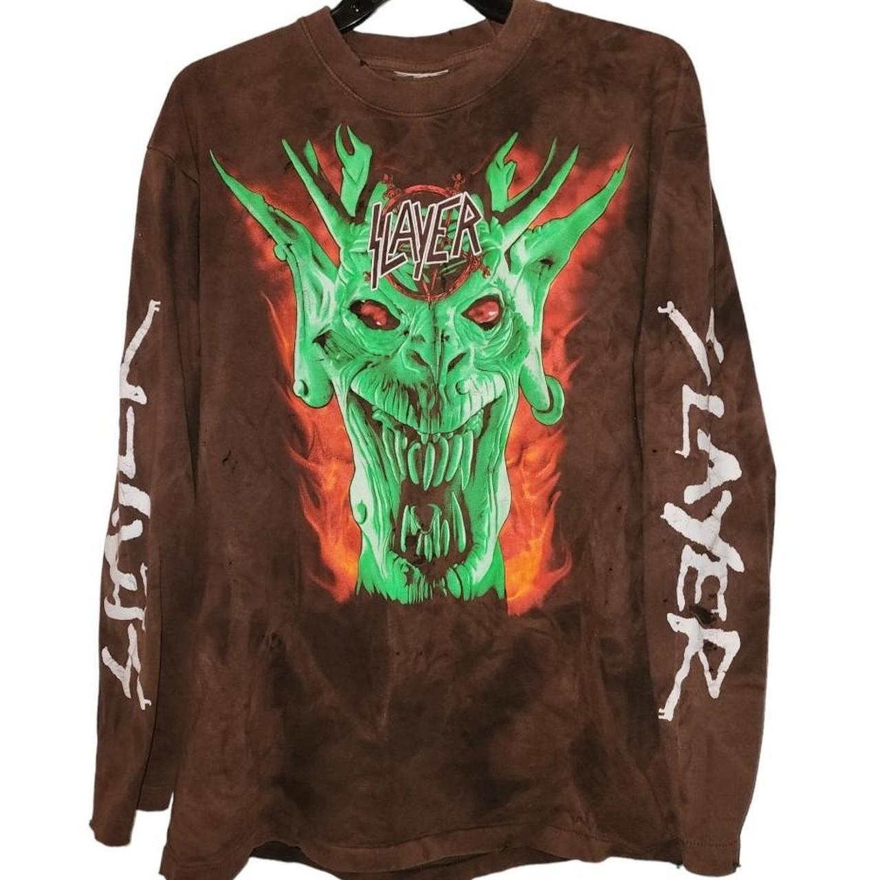 VINTAGE Slayer Green Devil Thrash Metal Band... - Depop