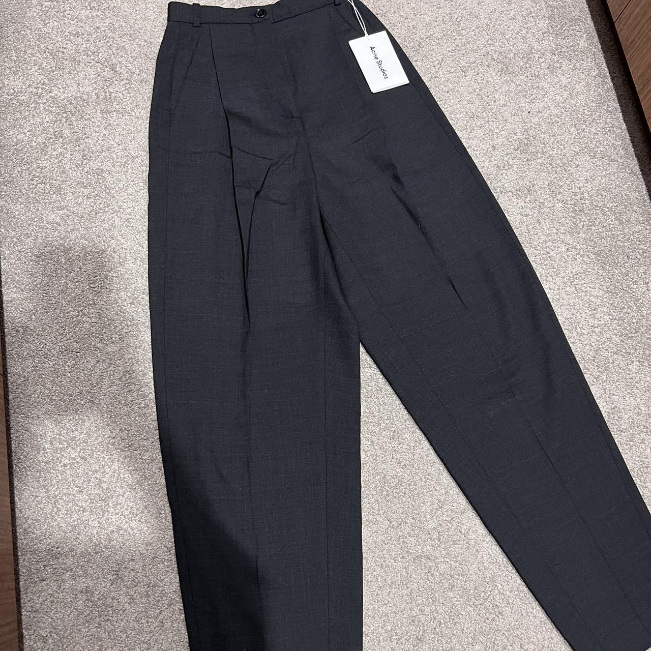 ACNE STUDIOS Pleated wool-blend flannel tapered... - Depop