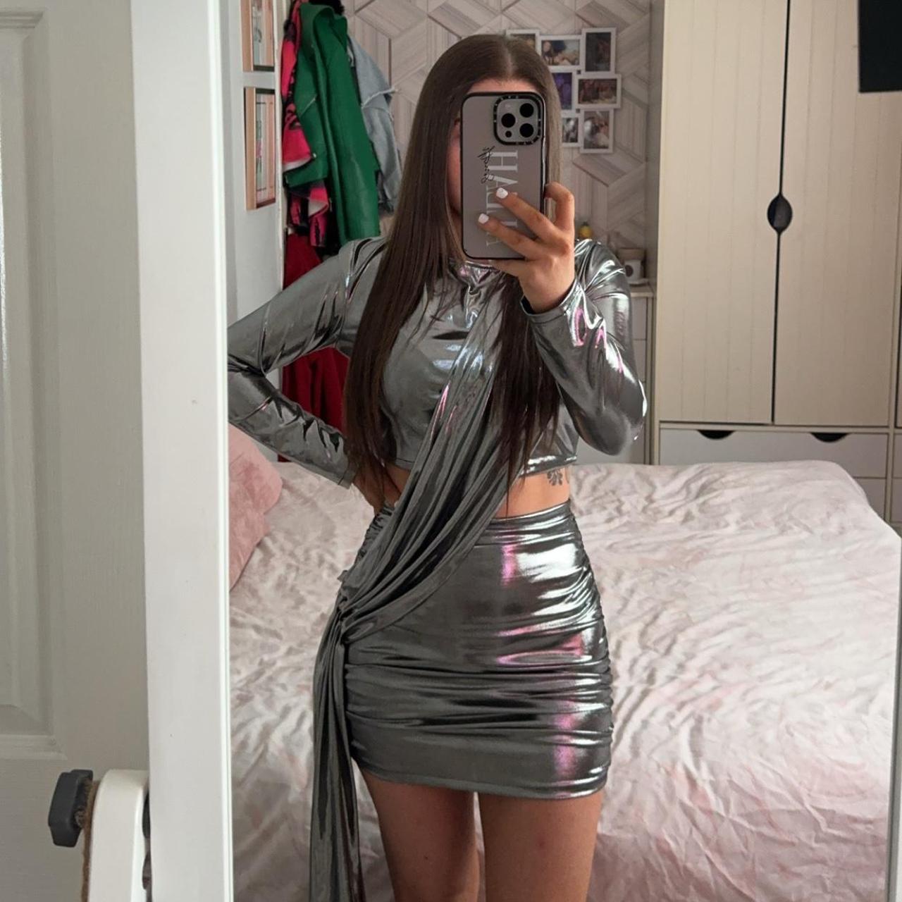Silver metallic two piece - never been worn, paid £25 - Depop