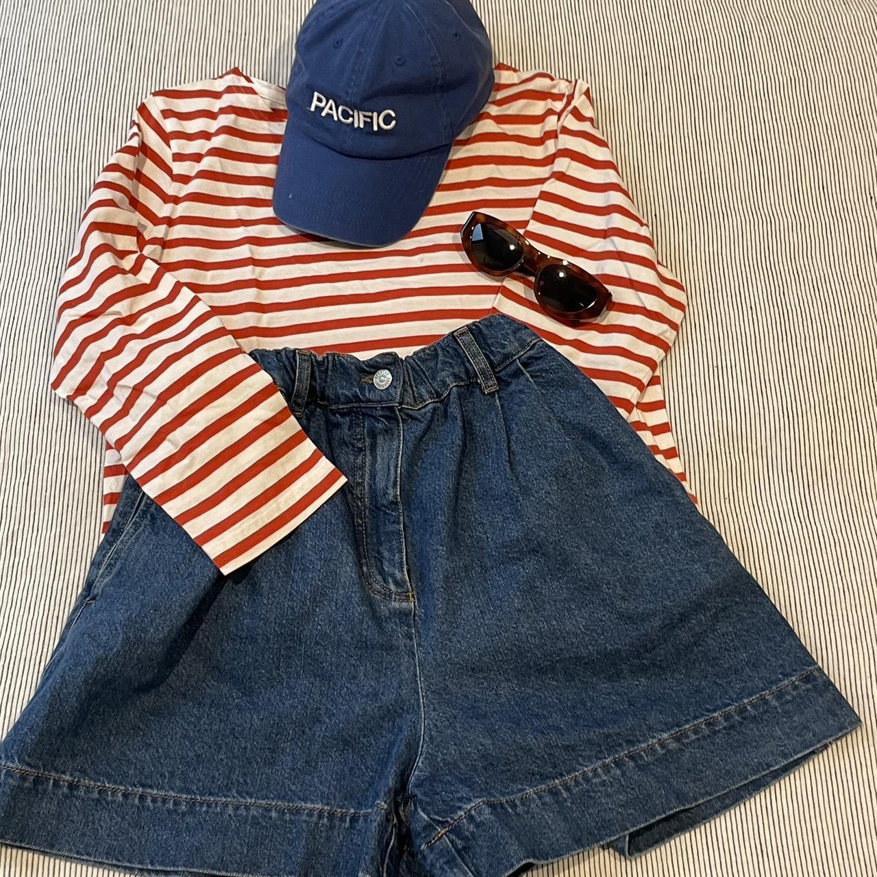 COS red and white striped Breton top Size M Small... - Depop