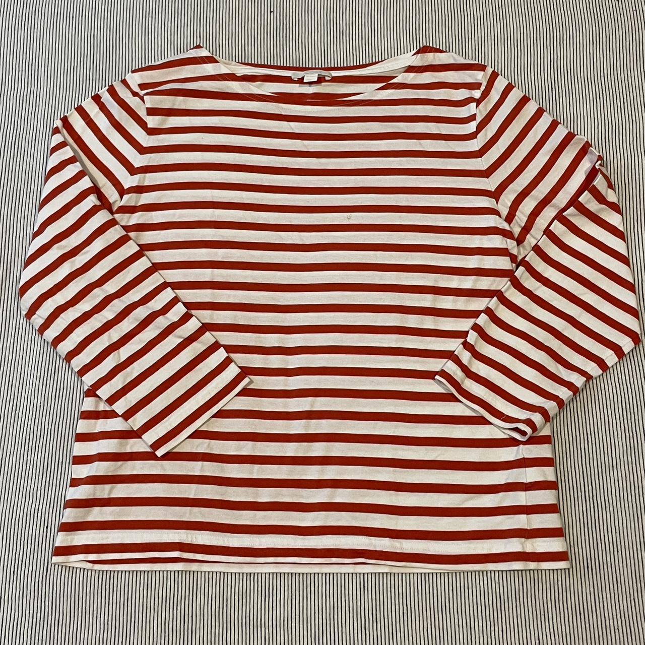 COS red and white striped Breton top Size M Small... - Depop
