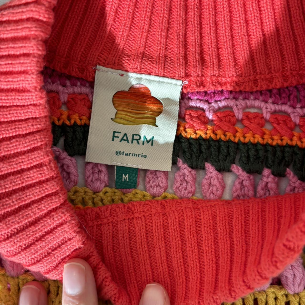 Farm Rio multi colour crochet knit. Size M Worn... - Depop