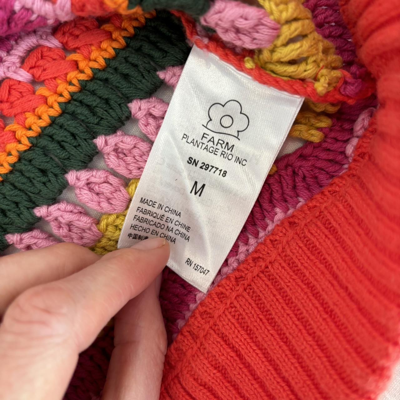 Farm Rio multi colour crochet knit. Size M Worn... - Depop