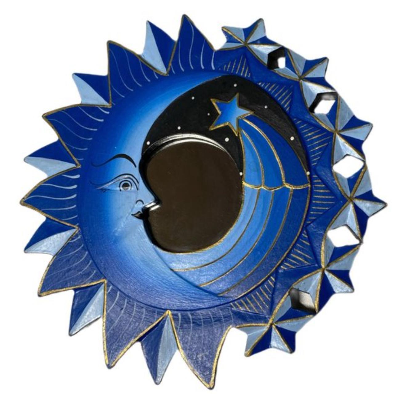Blue Sun, Moon & Stars mirror - hand painted... - Depop